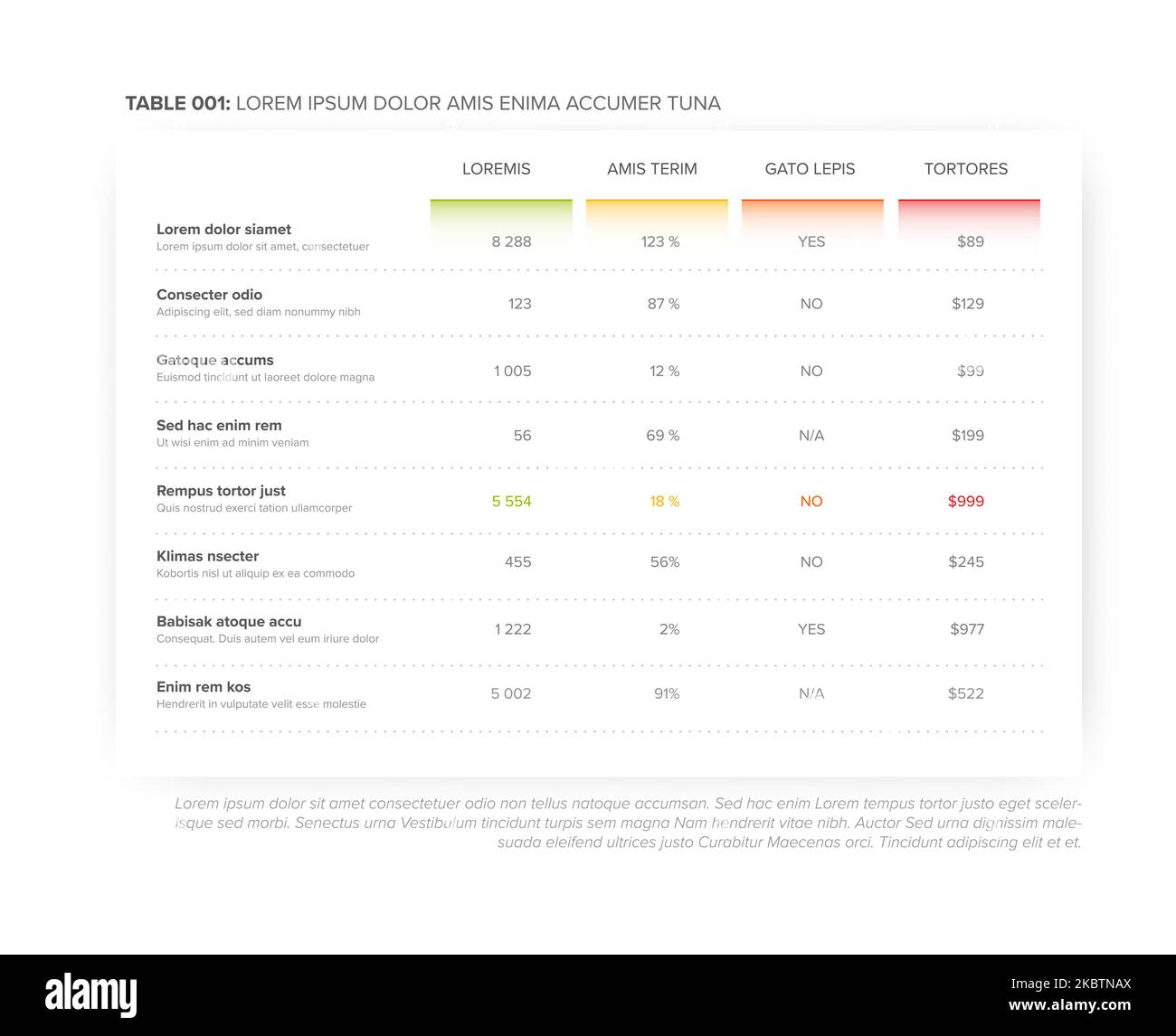 Multipurpose table layout template with nice minimalistic design ...