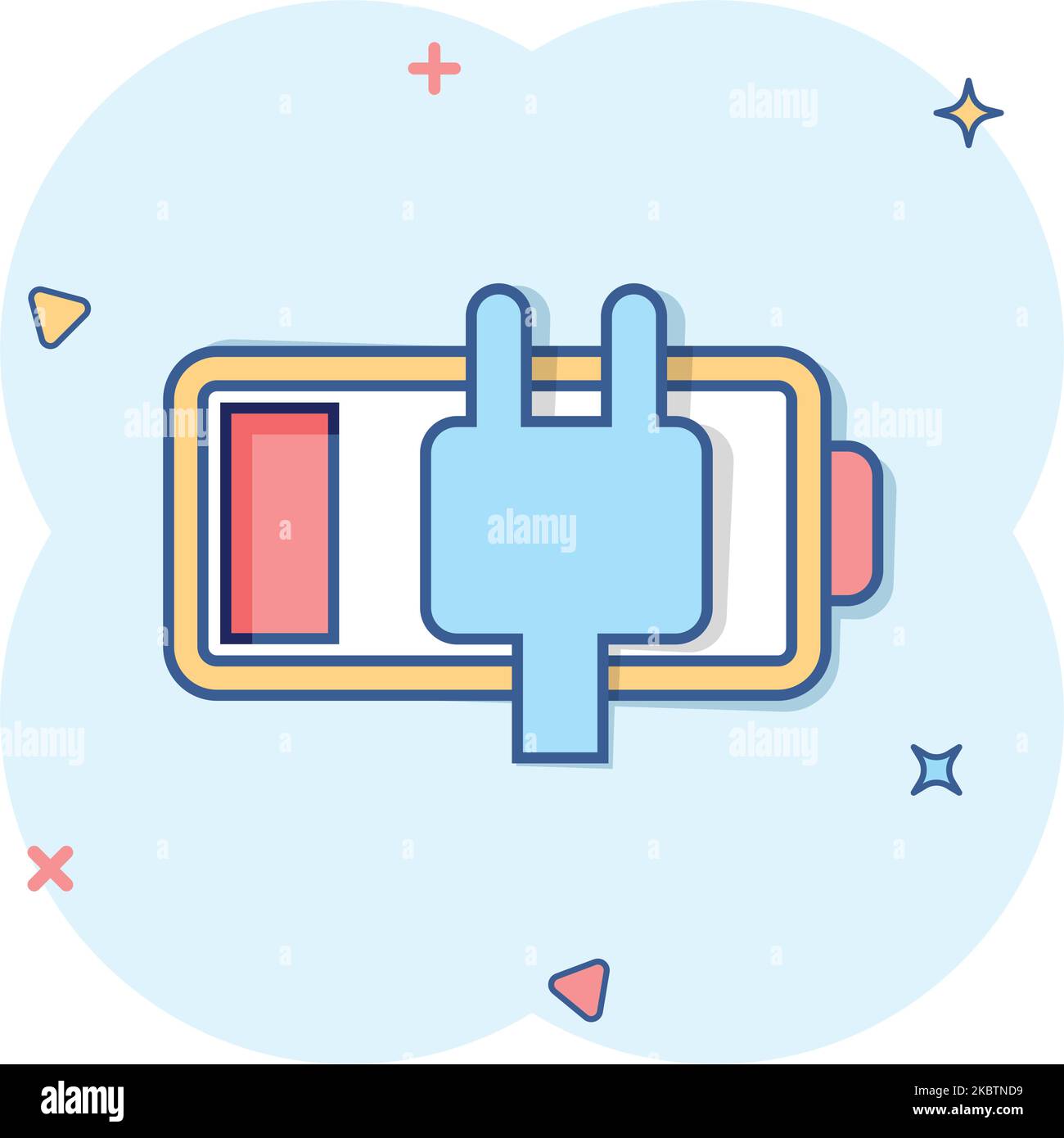 Battery charge icon in comic style. Power level cartoon vector ...
