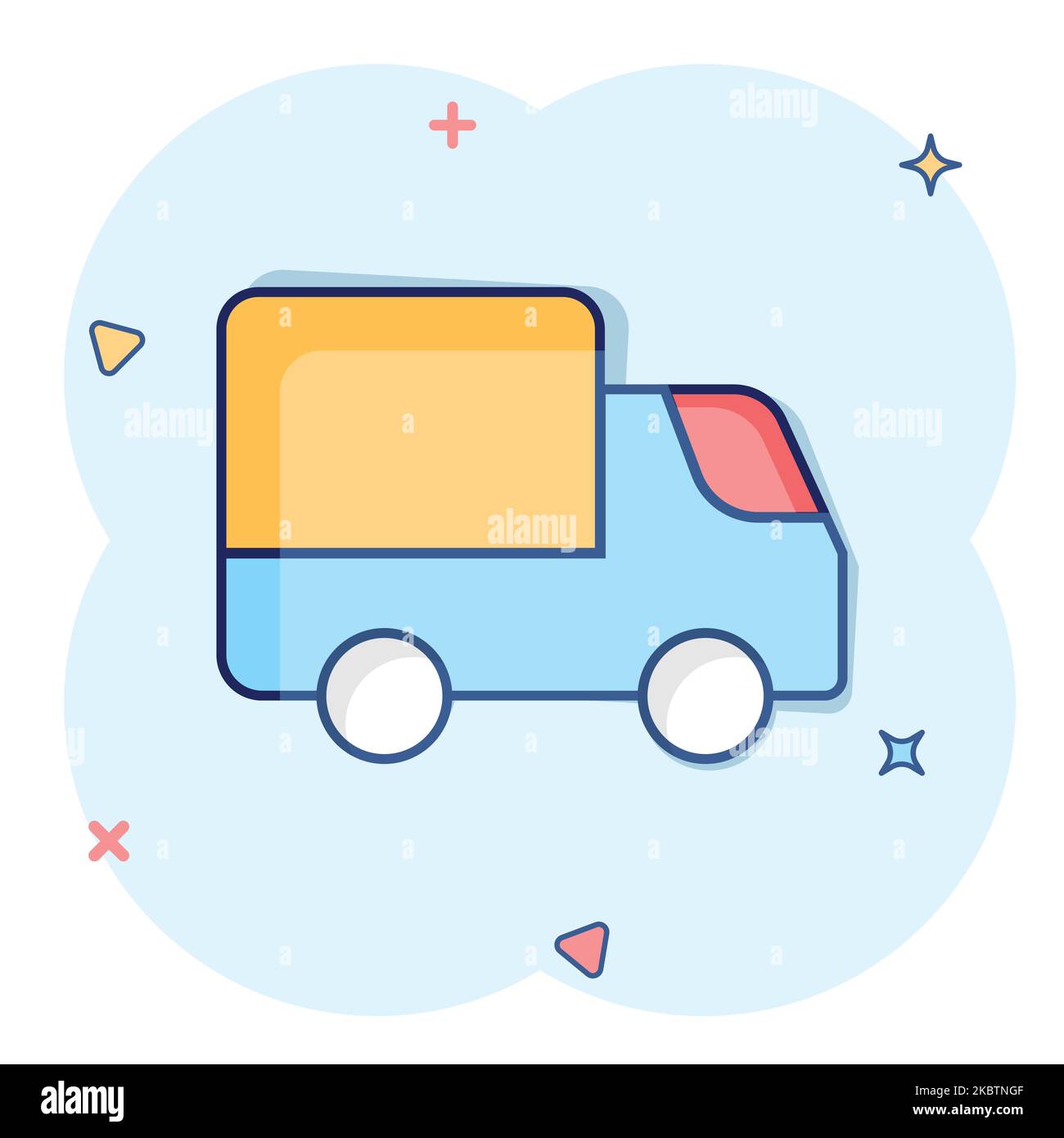Delivery truck icon in comic style. Van cartoon vector illustration on ...