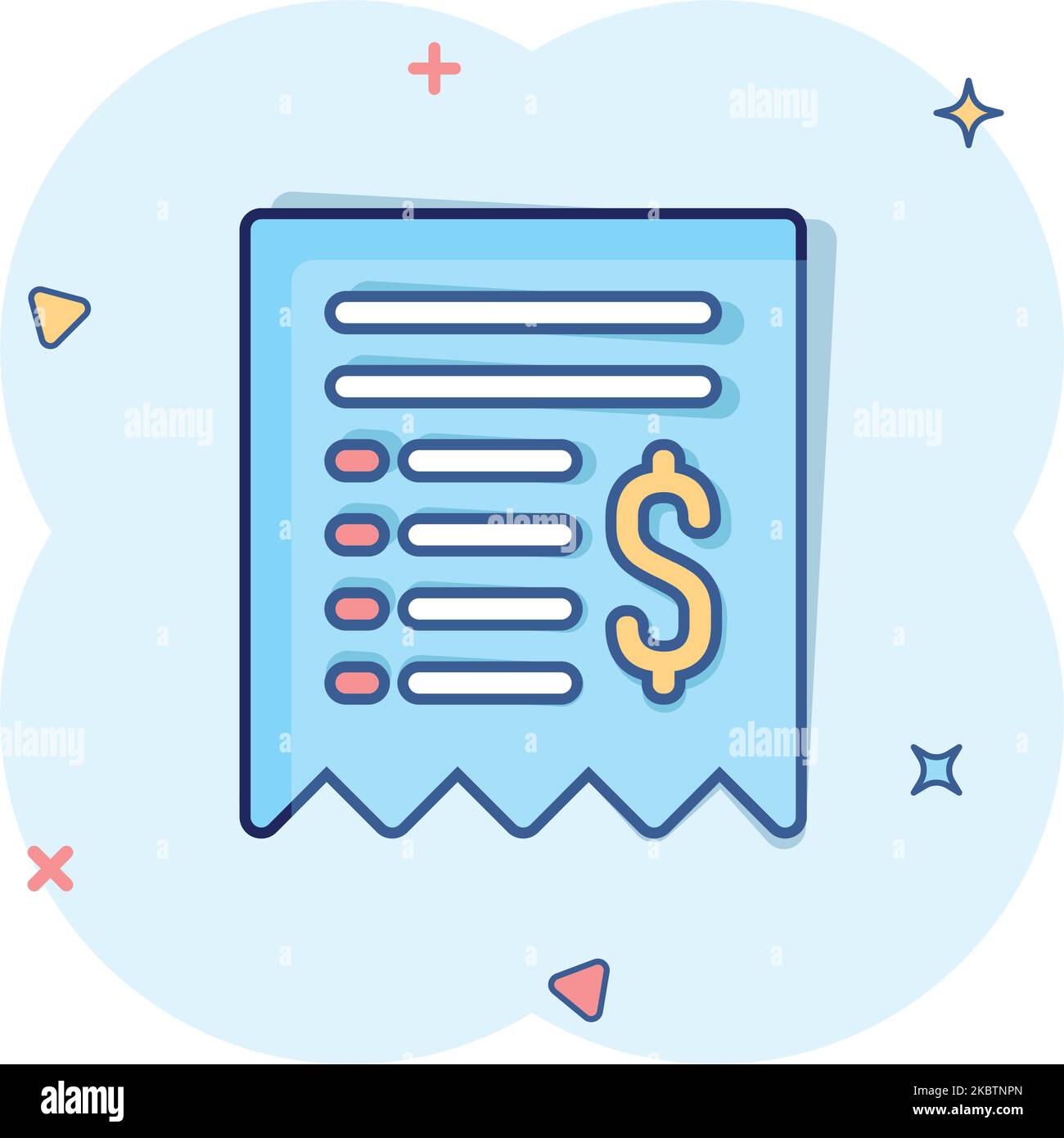 Money check icon in comic style. Checkbook cartoon vector illustration ...