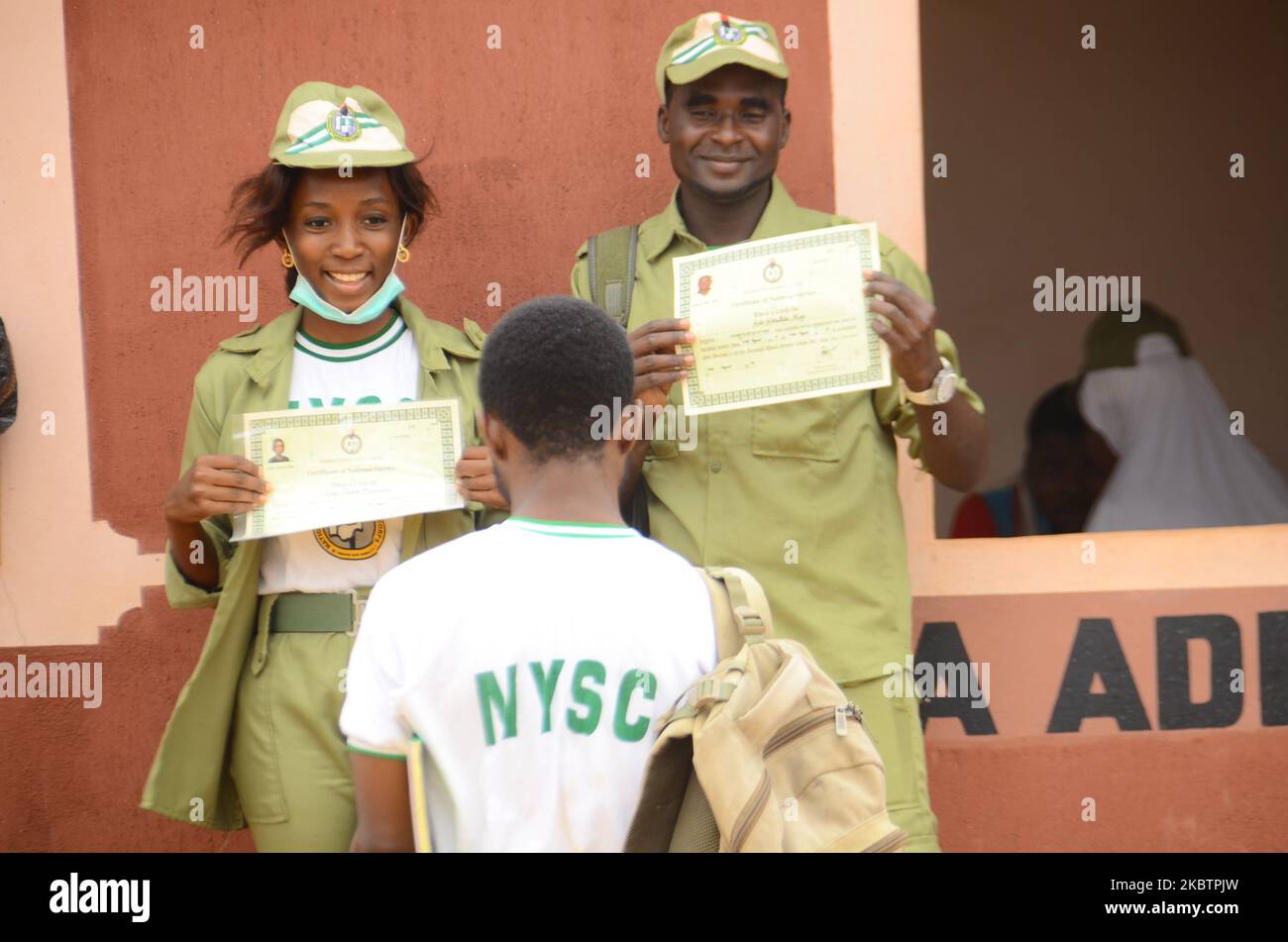 National Youth Service Corps (NYSC) members in Ogun State, pose for ...