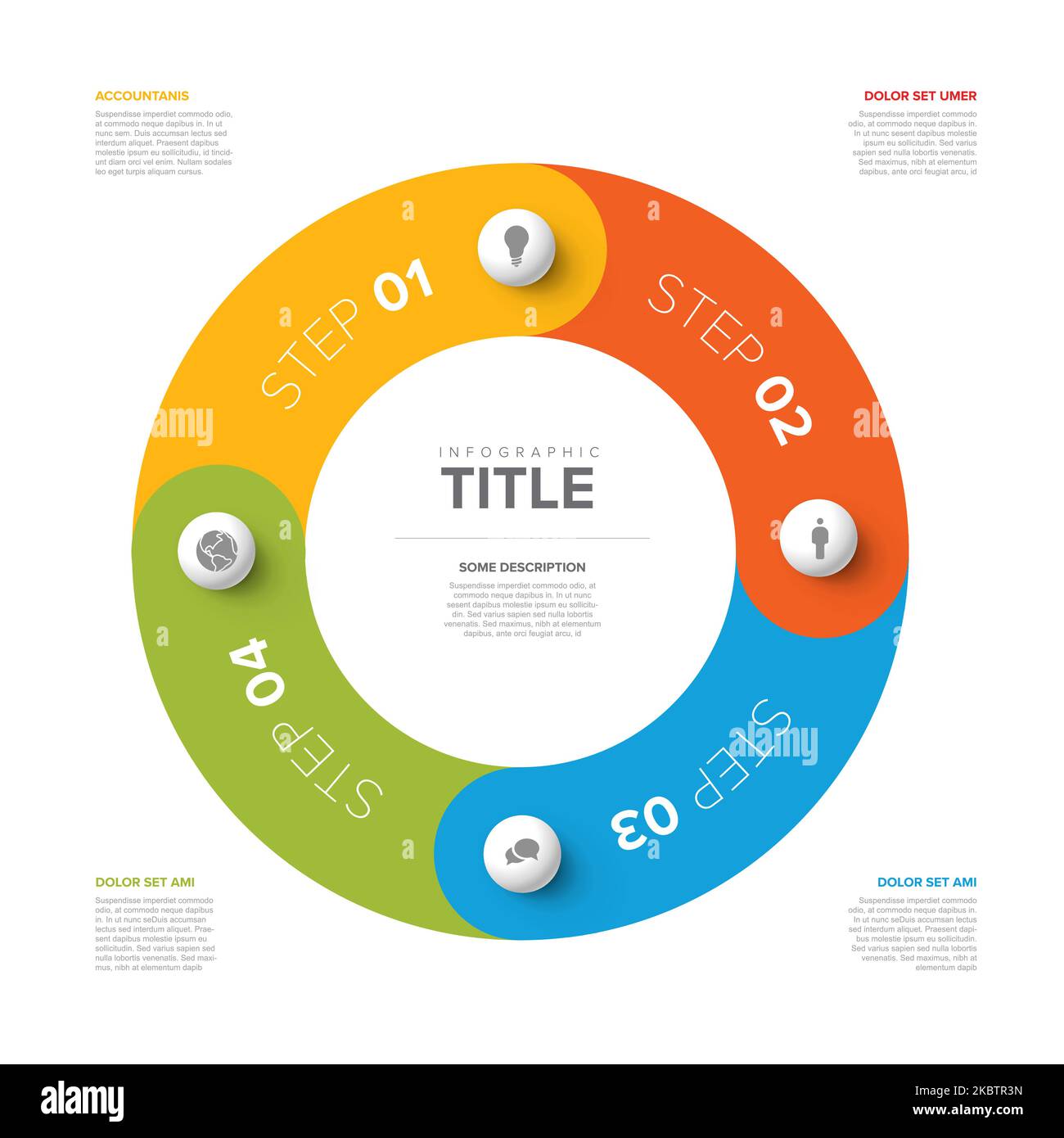 Vector multipurpose Infographic cycle template with four spehre ...