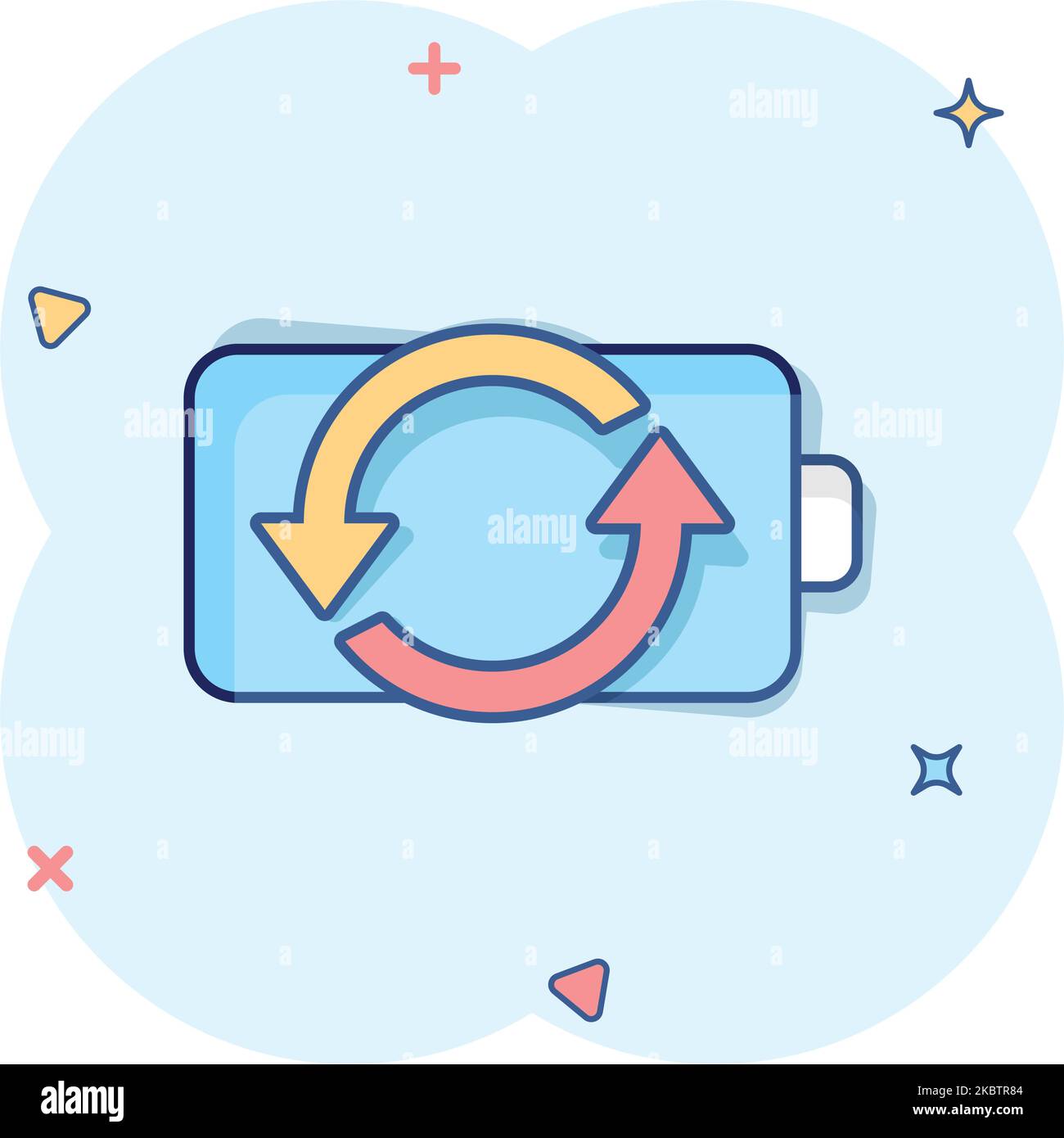 Battery charge icon in comic style. Power level cartoon vector ...