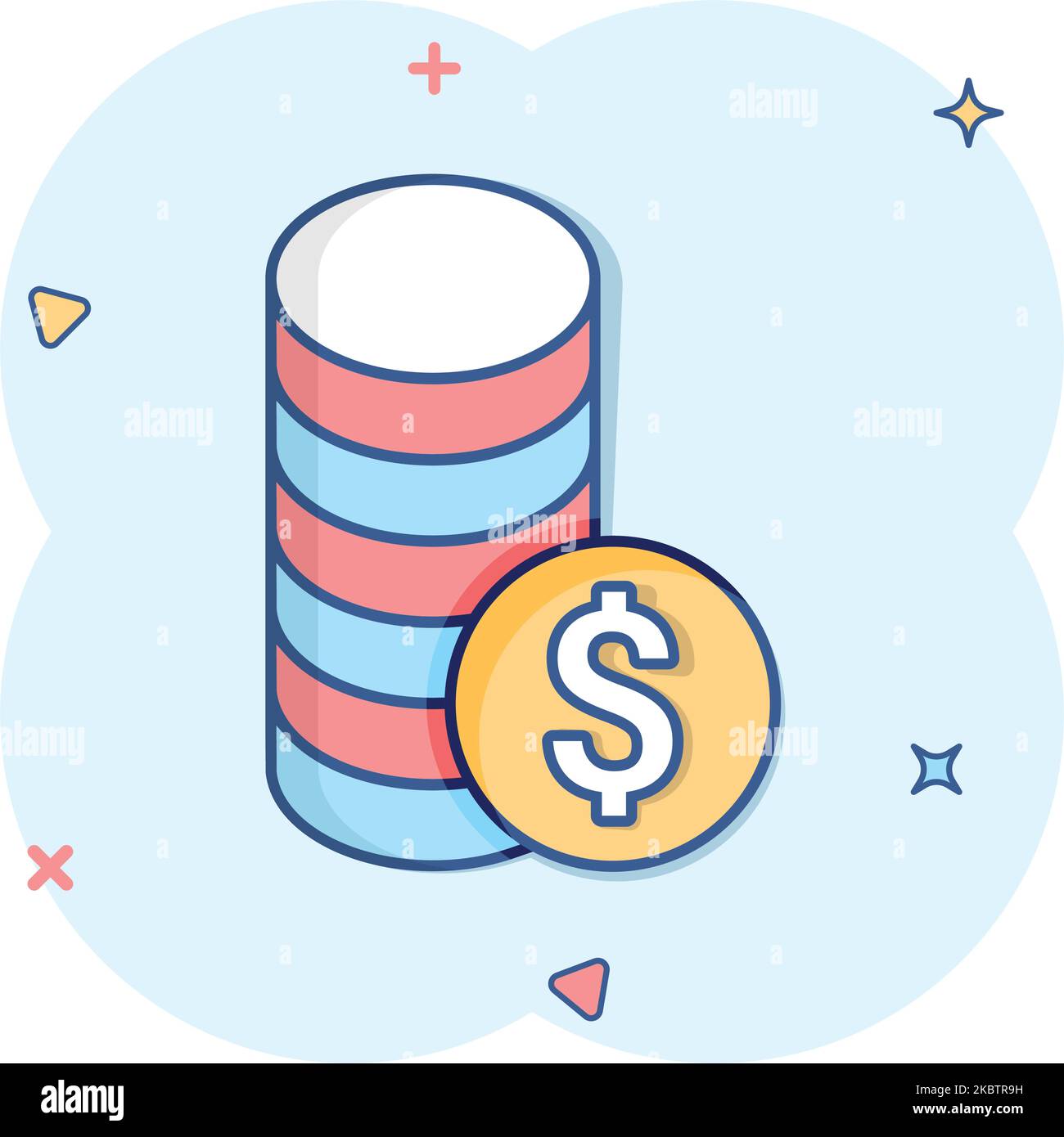 Coins stack icon in comic style. Dollar coin cartoon vector ...