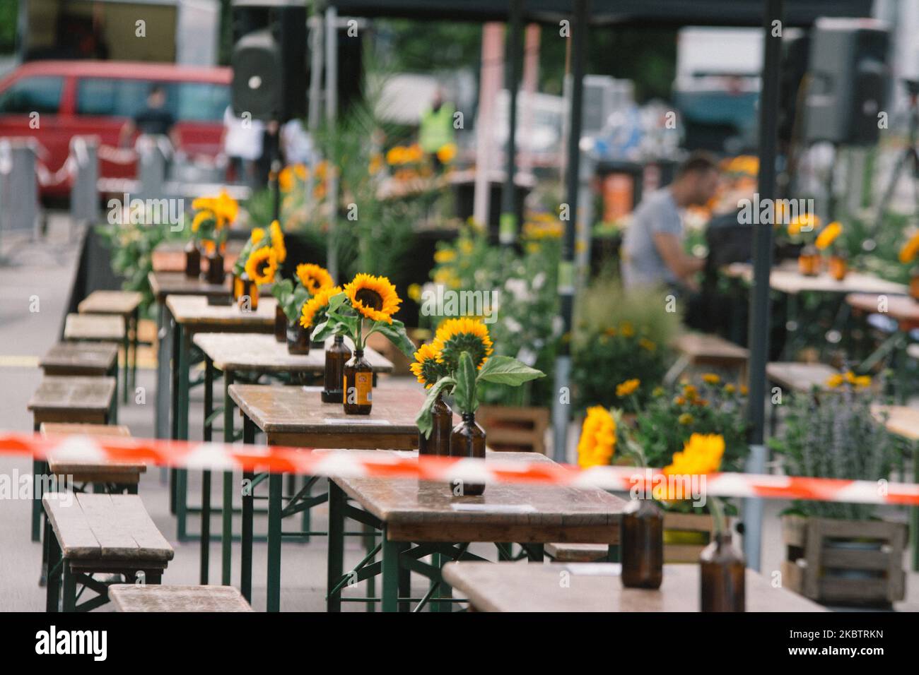 450 sets of tables are seen at the opening of pop up beer garden in ...