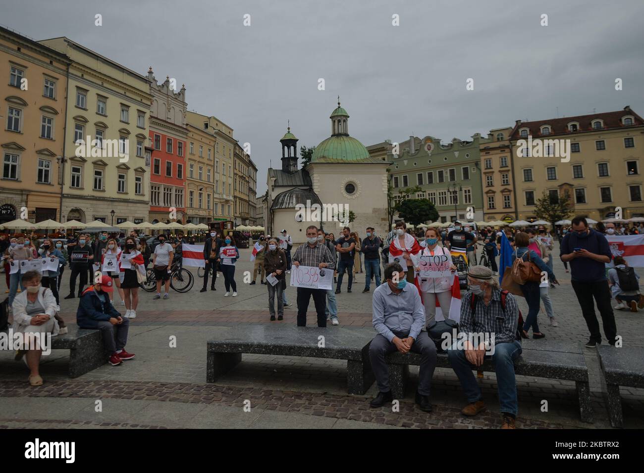 Members of the local Belarusian diaspora and their Polish and Ukrainian ...