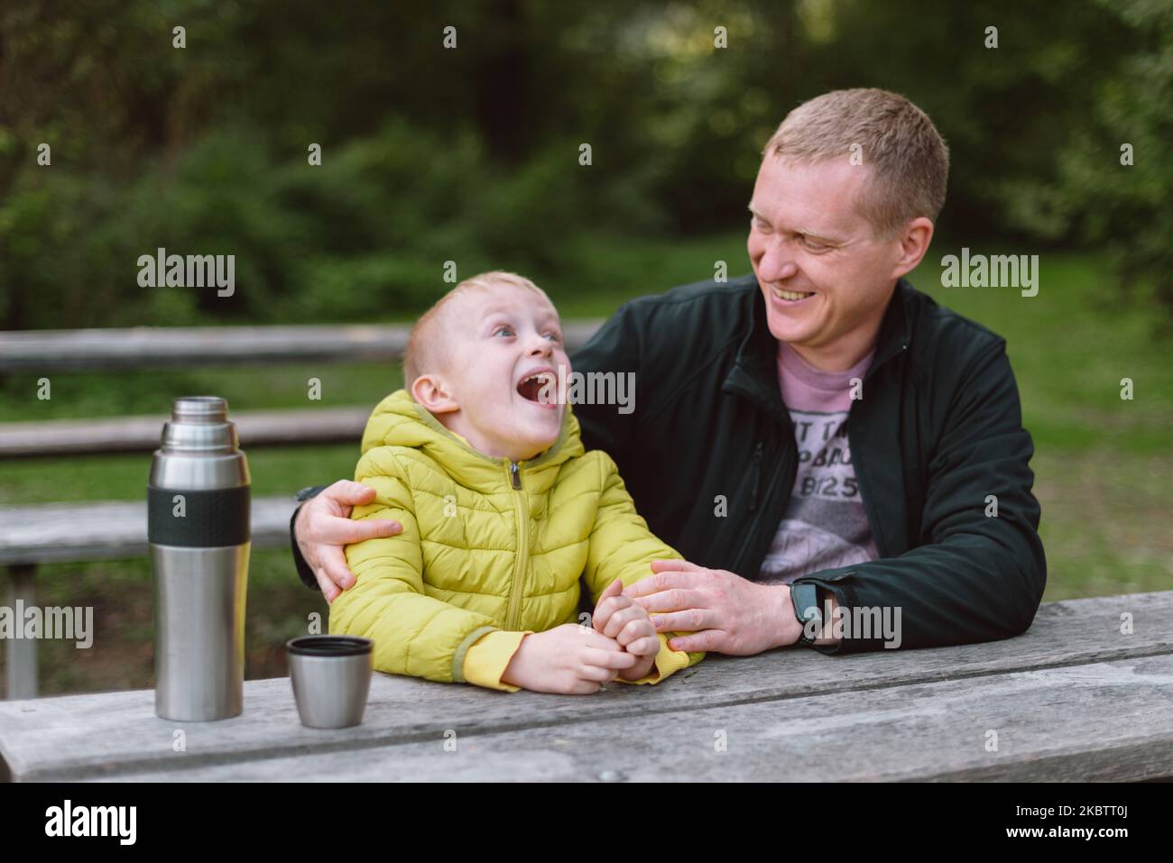 Happy Family: Father And Child Boy Son Playing And Laughing In Autumn ...