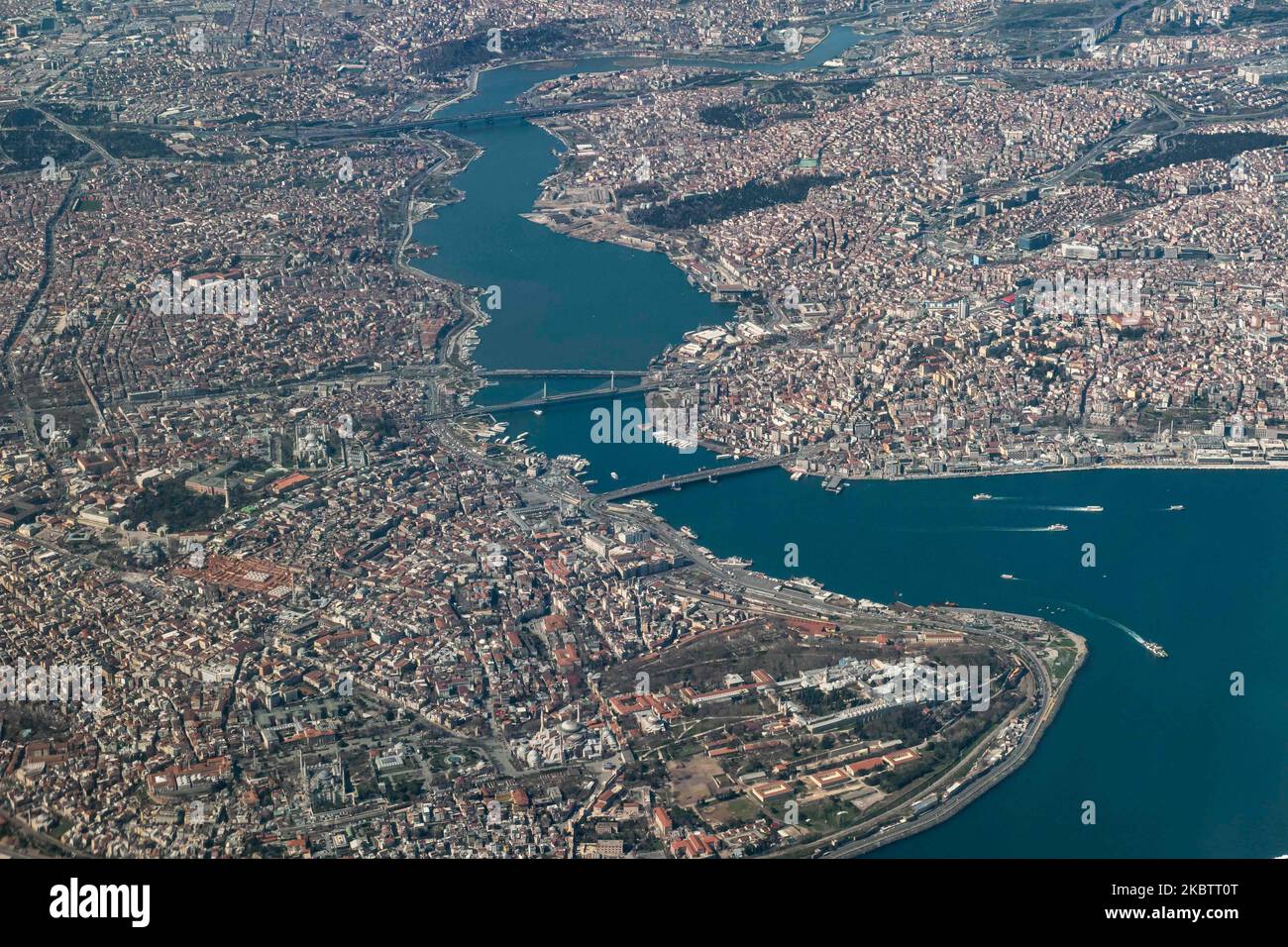 Aerial view of Istanbul, Turkey on April 12, 2020 from an airplane ...