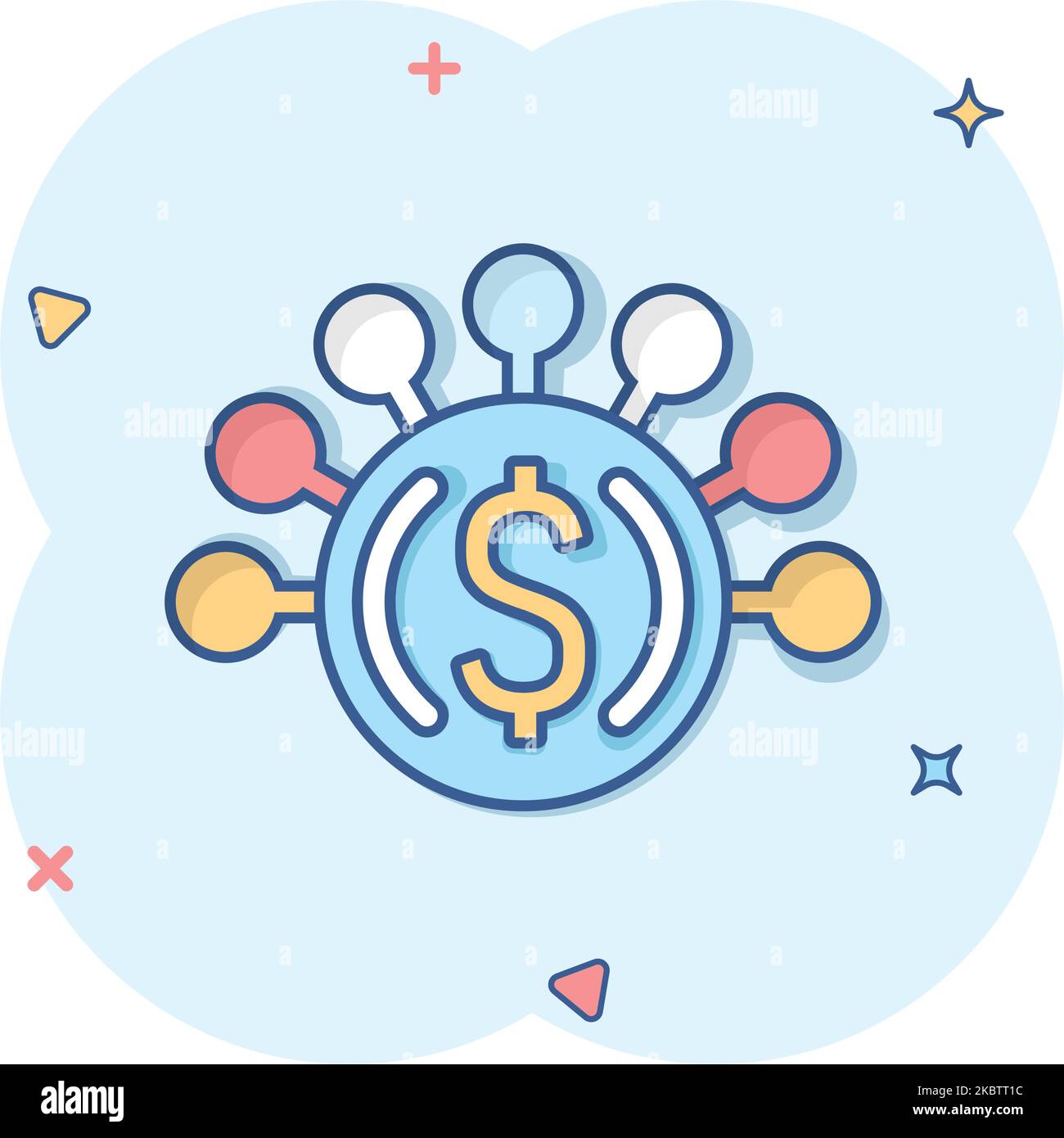 Money revenue icon in comic style. Dollar coin cartoon vector ...