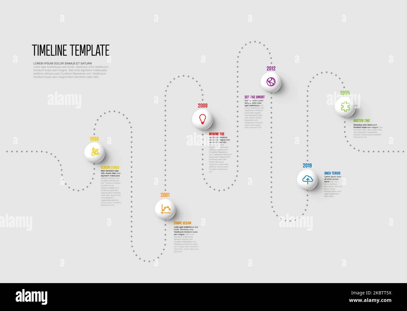 Vector Infographic dotted time line report template with icons and ...