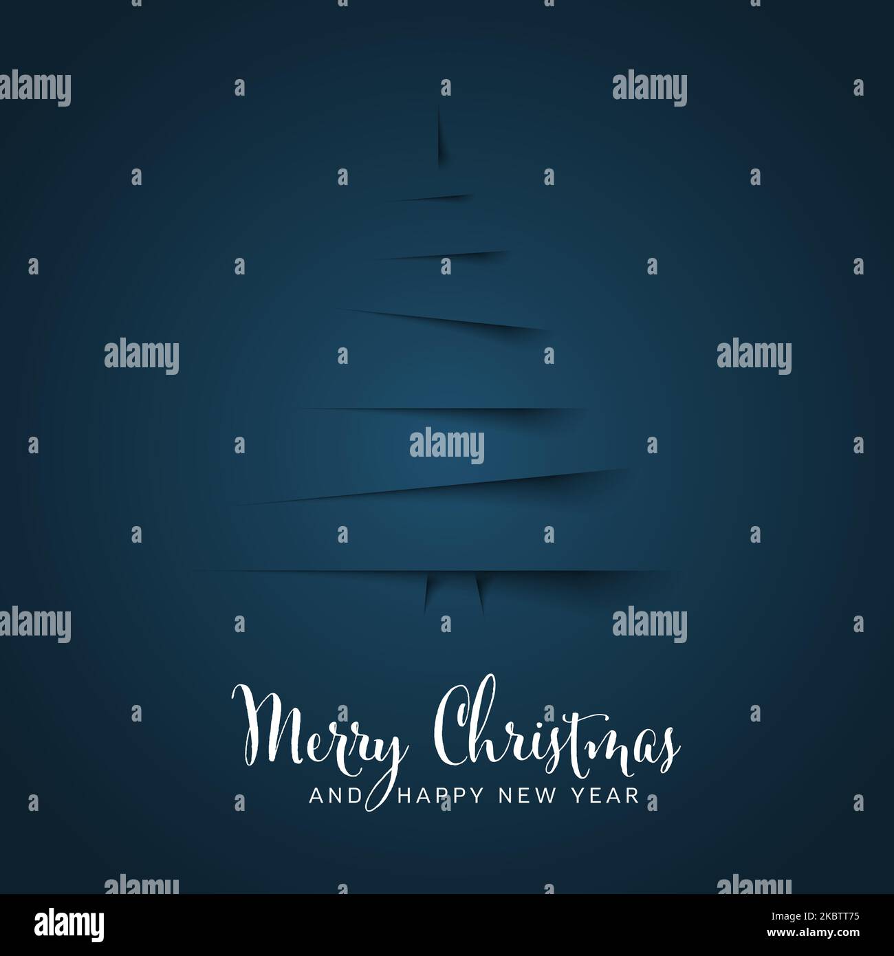 Simple dark blue vector christmas card template with tree made from ...