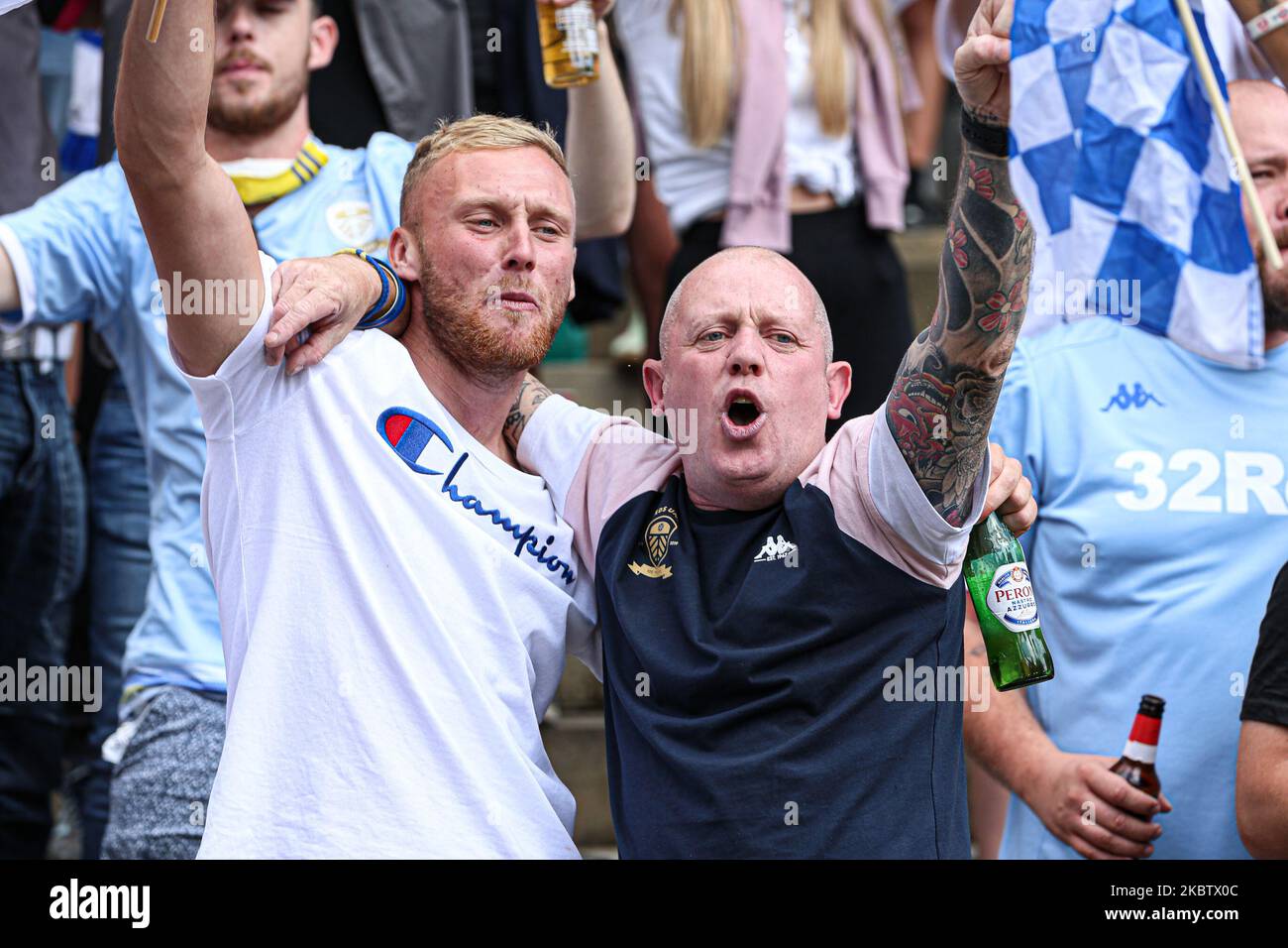 Leeds United supporters celebrate their promotion to the English ...
