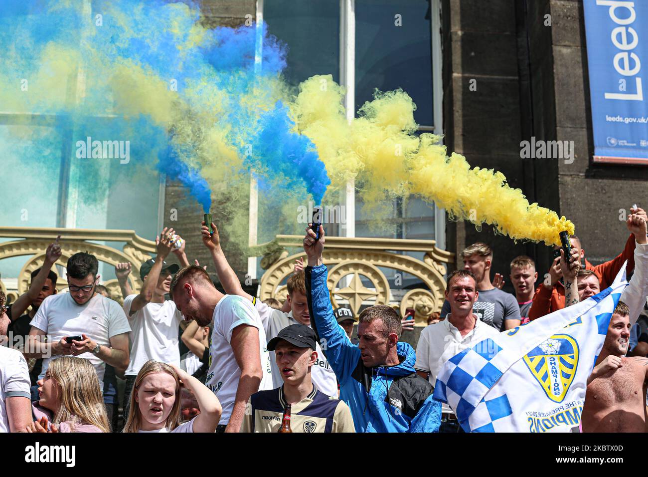 Leeds United supporters celebrate their promotion to the English ...