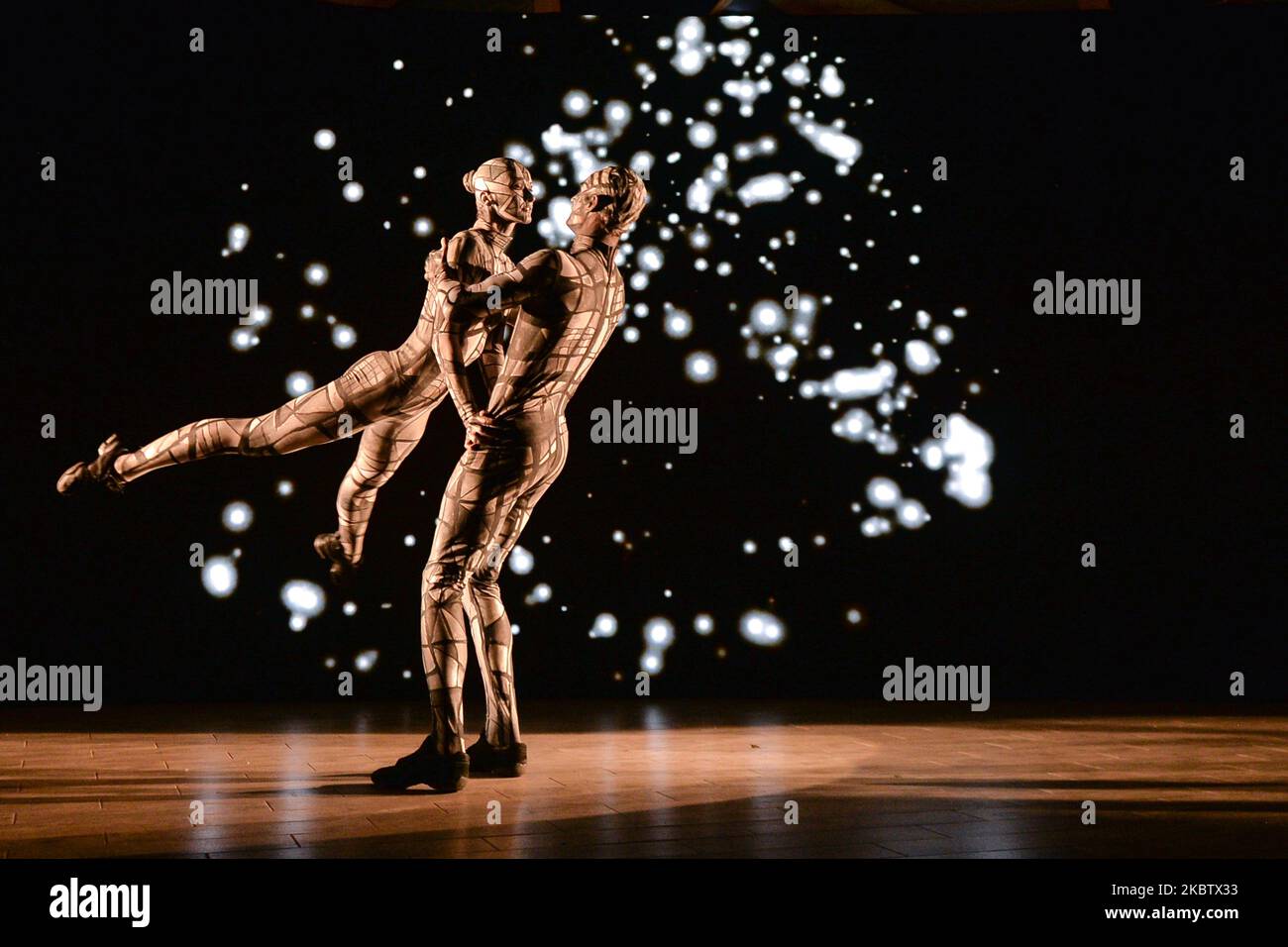 A scene from a multimedia dance show, a part of Body Art show ...