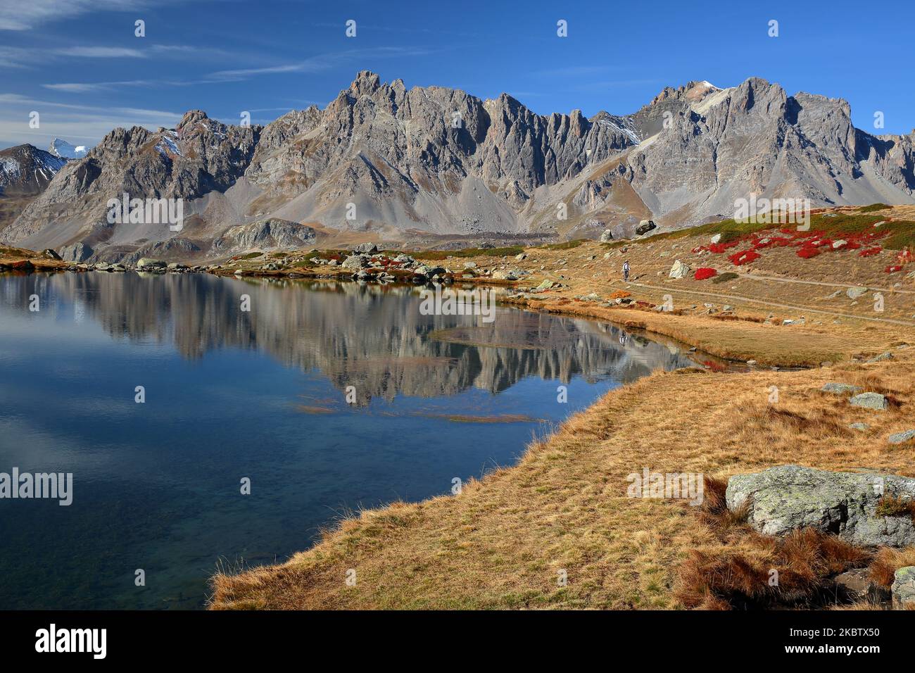 Reflections of the Laramon lake, located in Vallee de la Claree (Claree ...