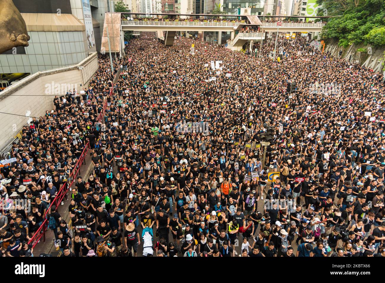 View of the crowd marching on Henessy road in Hong Kong, China, on 16 ...