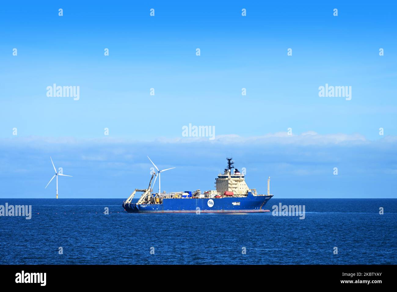 Ile De Brehat French cable laying repair ship lying off Tynemouth in ...