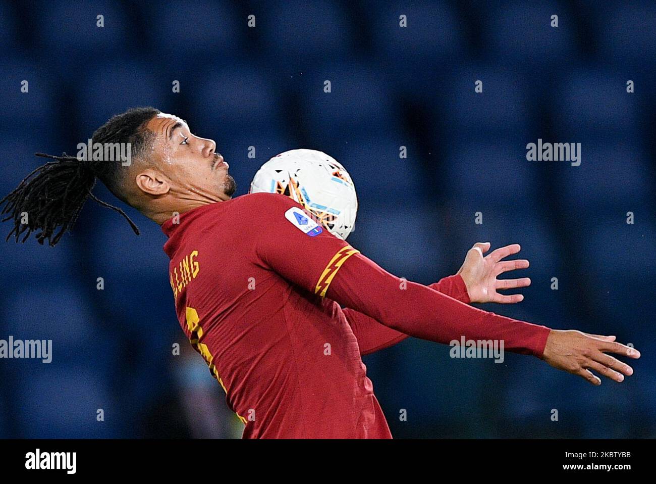 Chris Smalling of AS Roma jumps for the ball during the Serie A match ...