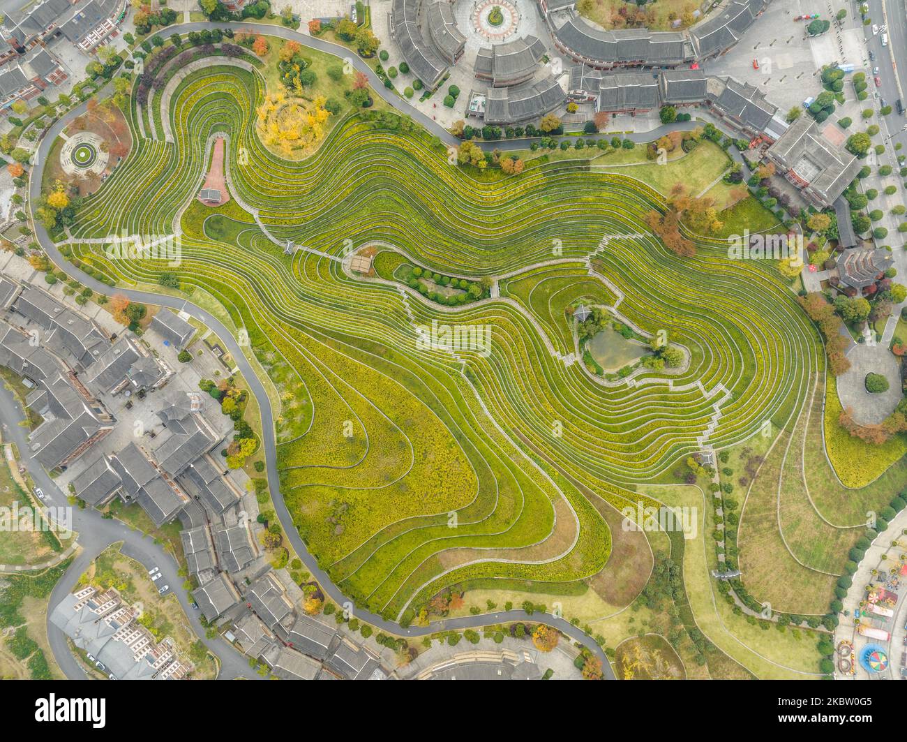 BIJIE, CHINA - NOVEMBER 4, 2022 - Aerial photo shows the rice terraces ...