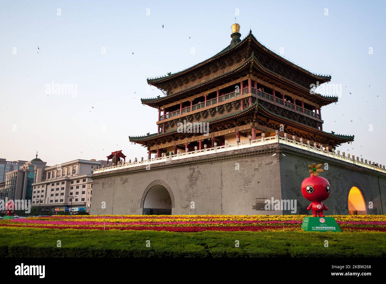 Xian, China, the 28 June, 2011. A view of the Bell Tower, built in 1384 ...