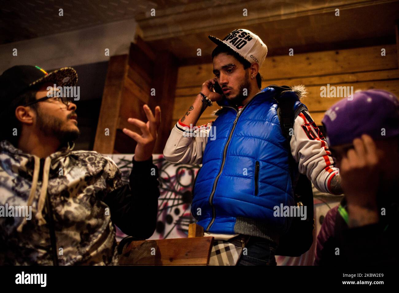 Tunis, Tunisia, 5 December 2014. A group of rappers meet in an ...