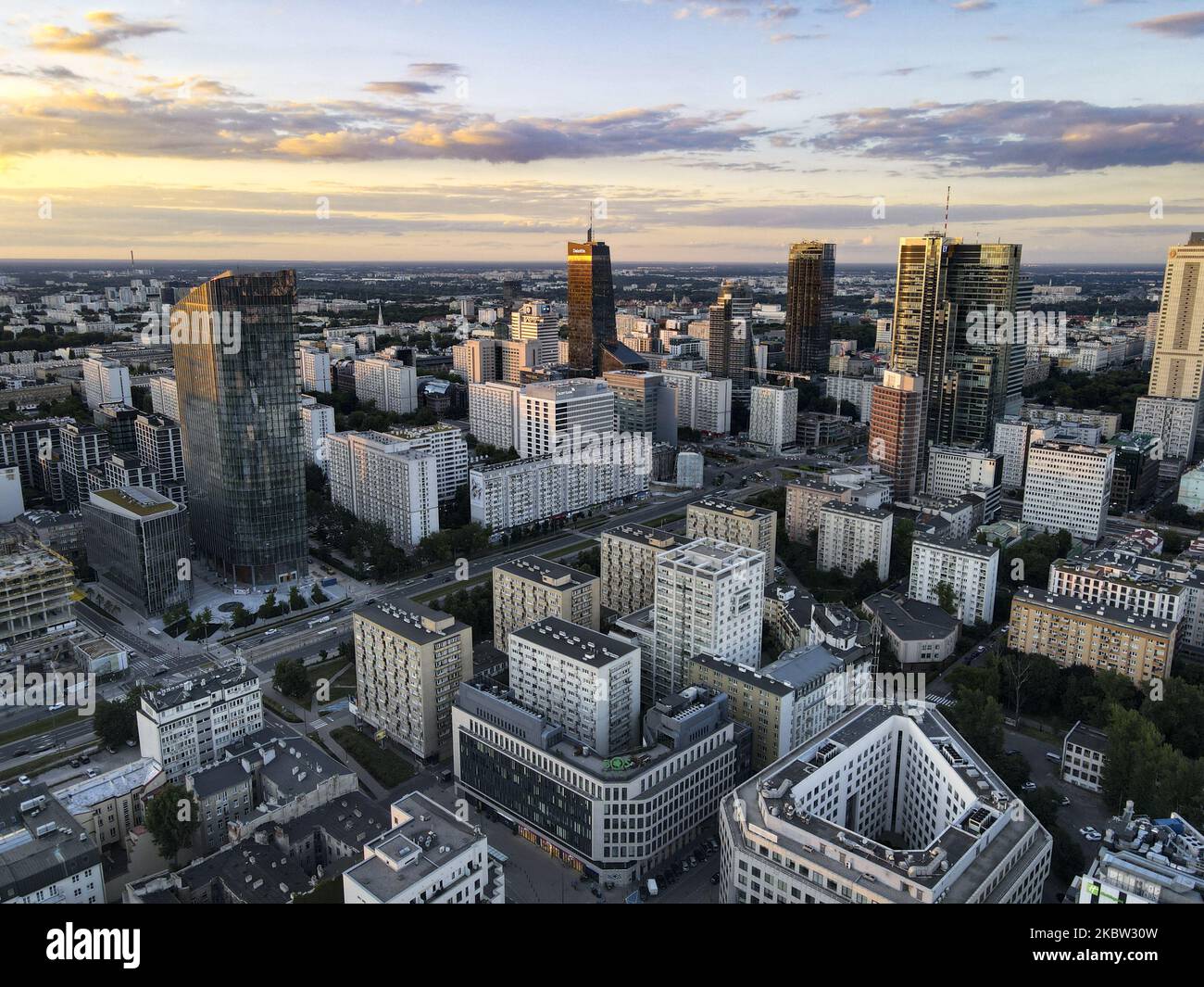 Buildings are seen at the intersectio of the Wola and central districts ...