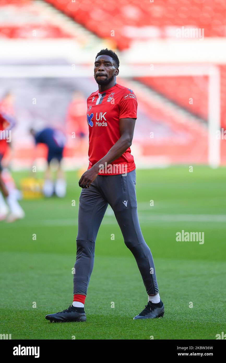 Sammy Ameobi (19) of Nottingham Forest warms up during the Sky Bet ...