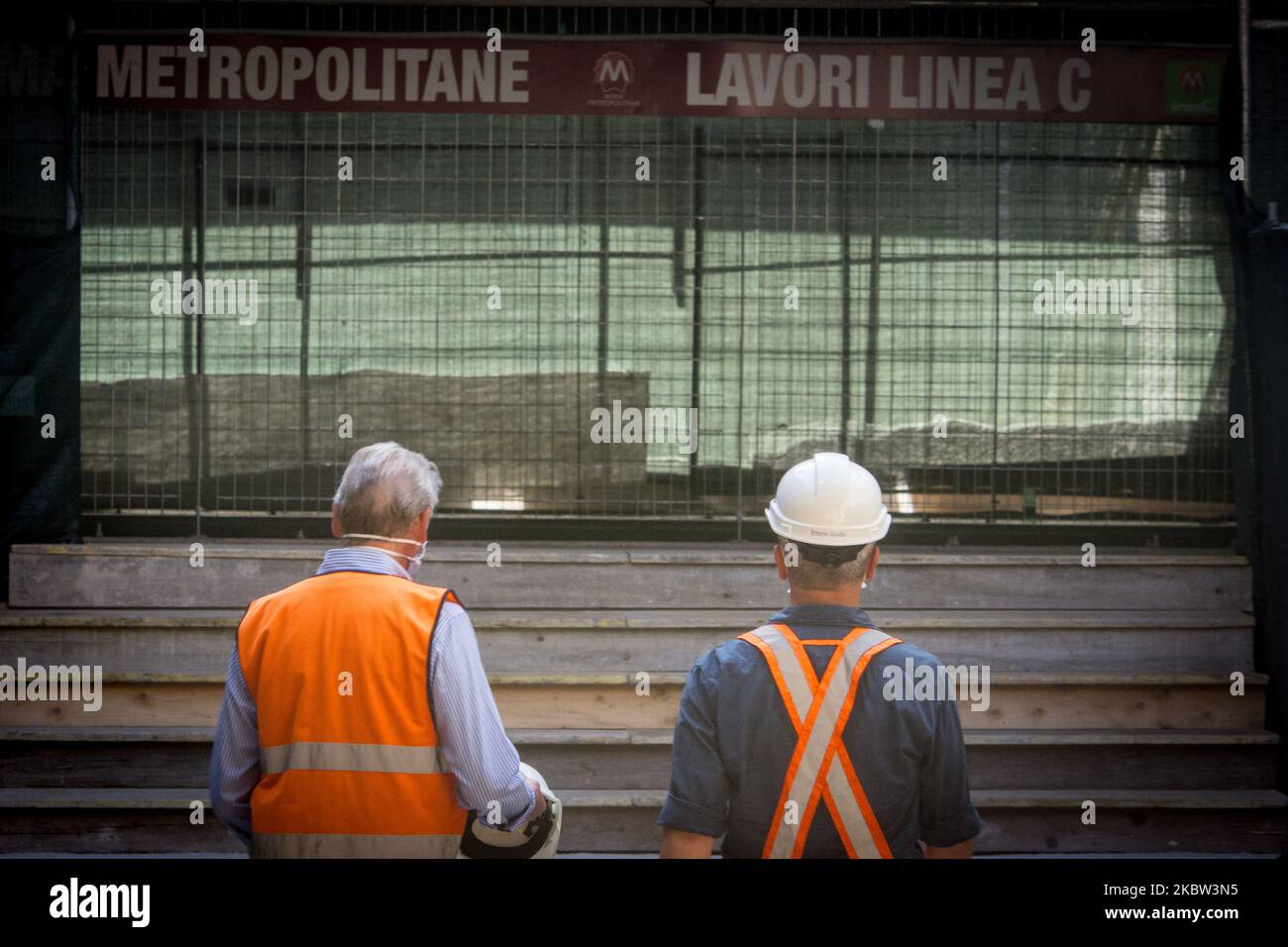 A view of a site for the construction of the Metro C of Rome's subway ...