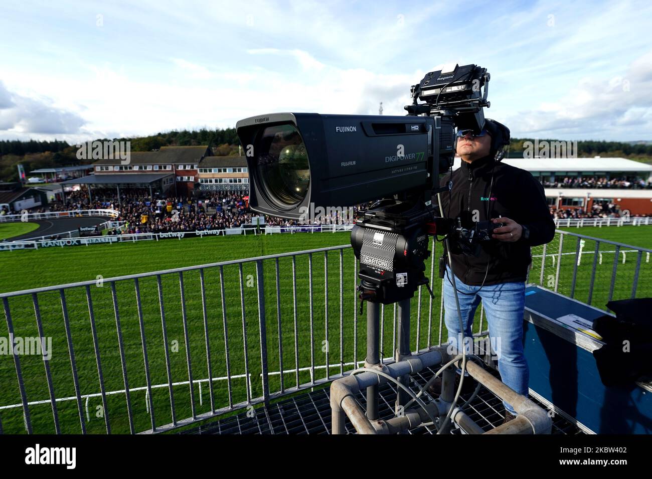 A general view of a TV Camera in operation at Exeter racecourse ...
