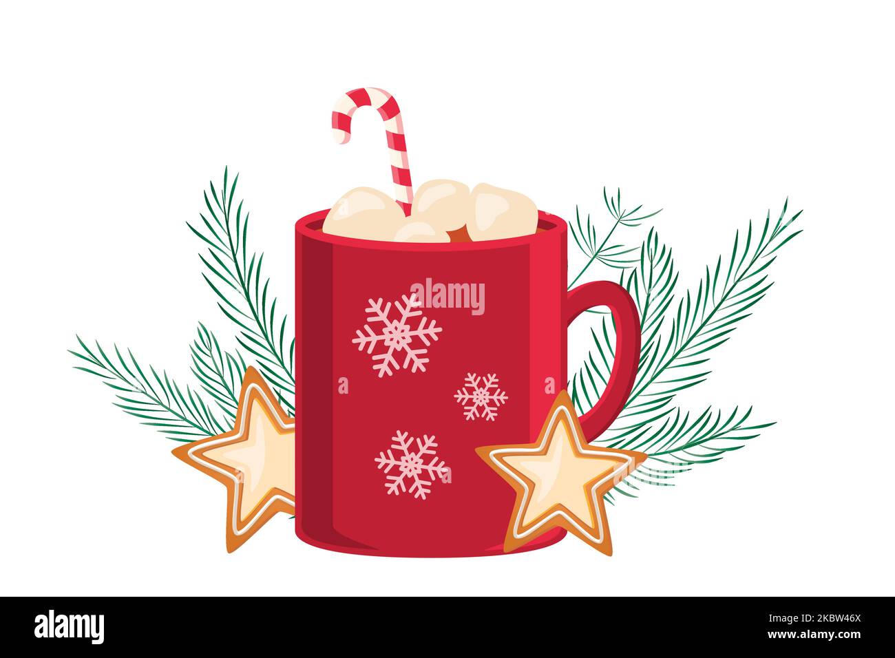 Winter snow on fir branch Stock Vector Images - Alamy