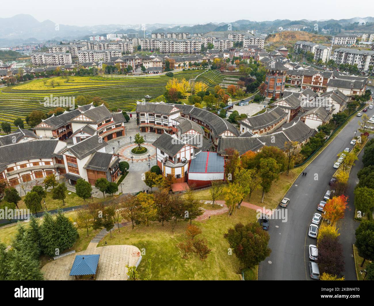 BIJIE, CHINA - NOVEMBER 4, 2022 - Aerial photo shows the rice terraces ...