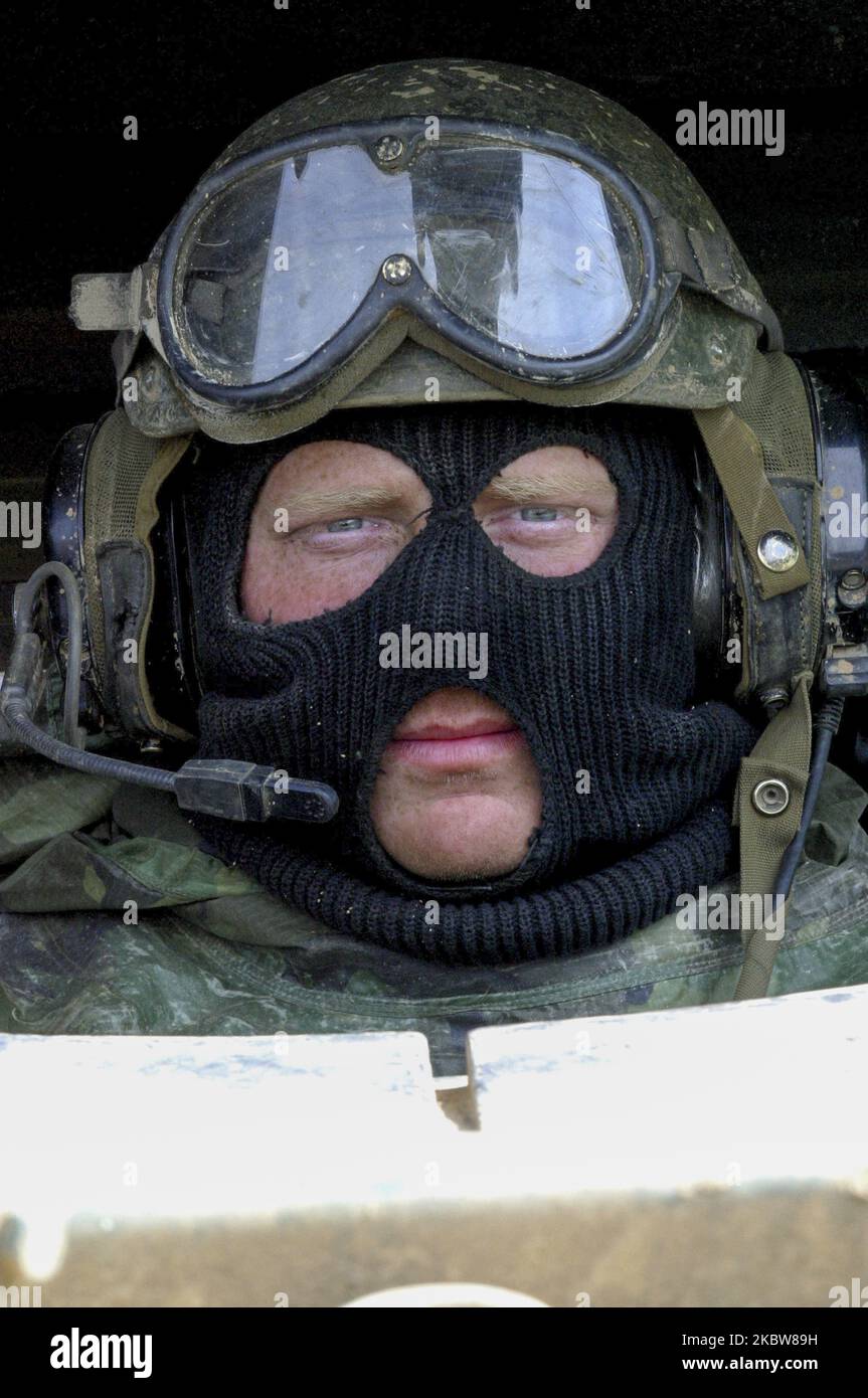 US Military tank driver wait for next order during an joint exercise ...