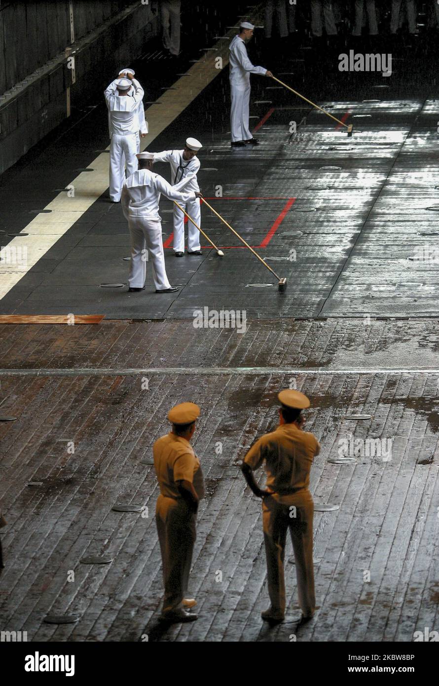 May 30, 2003-Busan, South Korea-US Navy prepare their war victory event ...