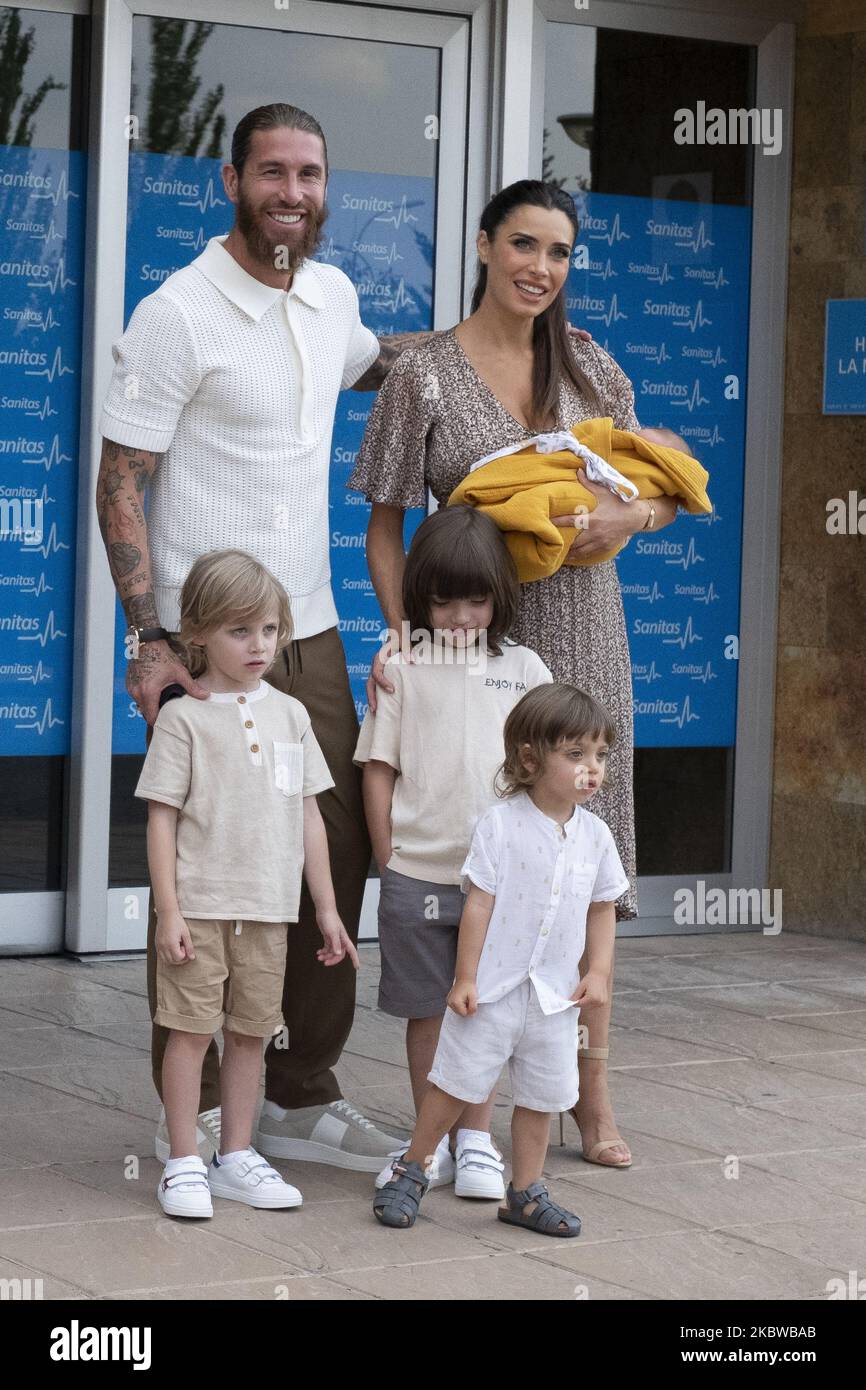 Real Madrid player Sergio Ramos and his wife Pilar Rubio present their ...