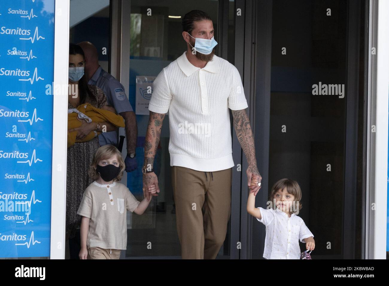 Real Madrid player Sergio Ramos present their new born child Maximo ...