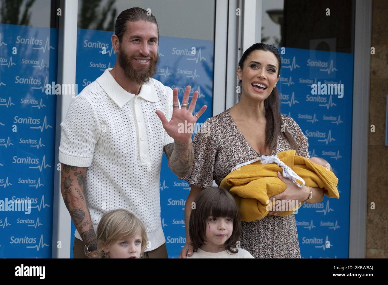 Real Madrid player Sergio Ramos and his wife Pilar Rubio present their ...