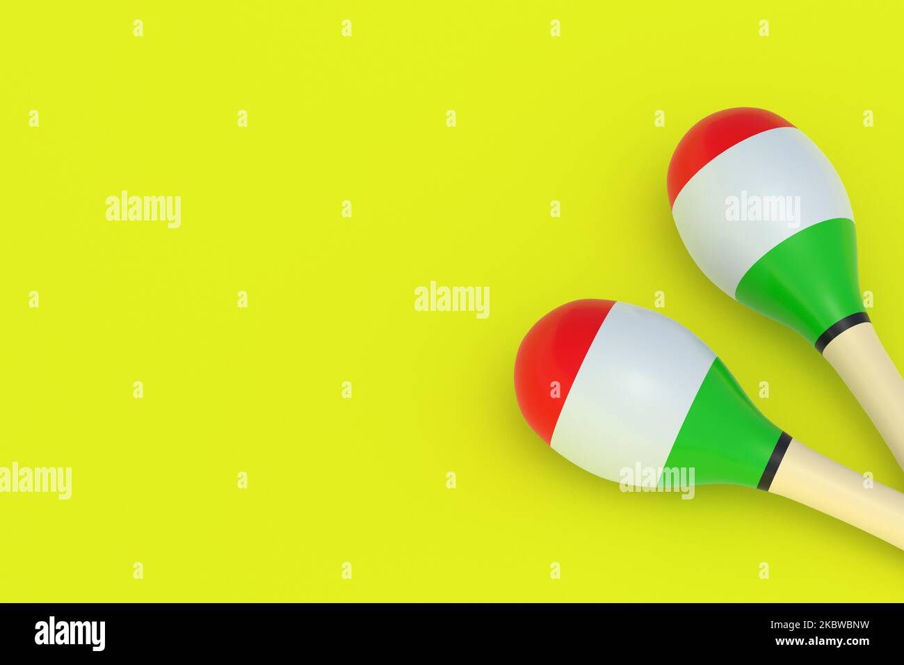 Mexican maracas on yellow background. National musical instrument ...