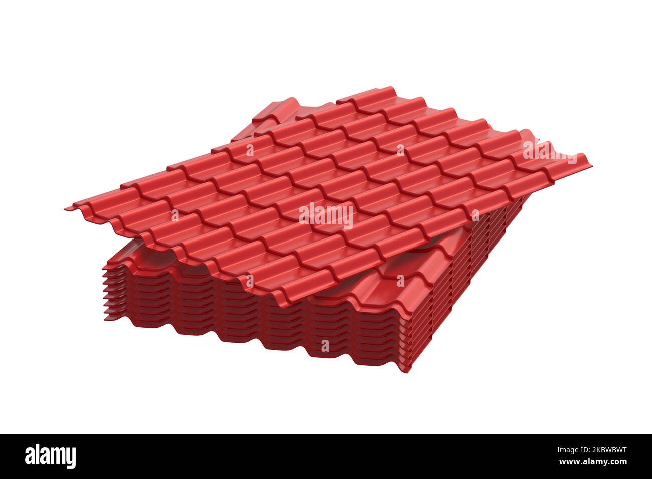 Stack of metal roof tile isolated on white background. 3d render Stock ...