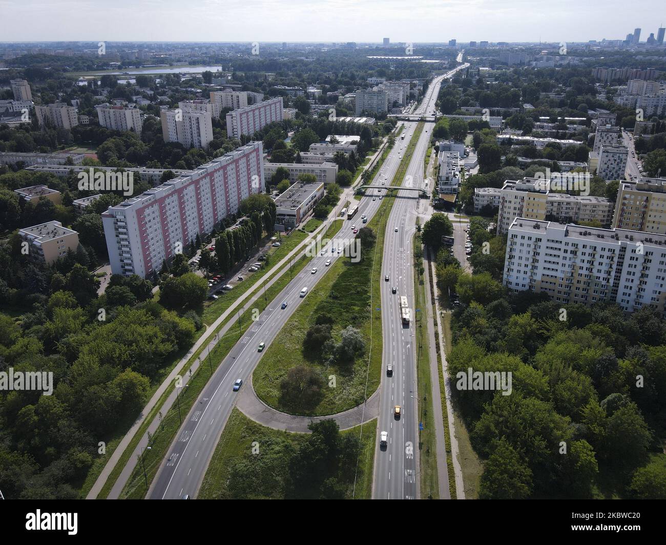 Residential buildings in the Praga Poludnie district are seen along the ...