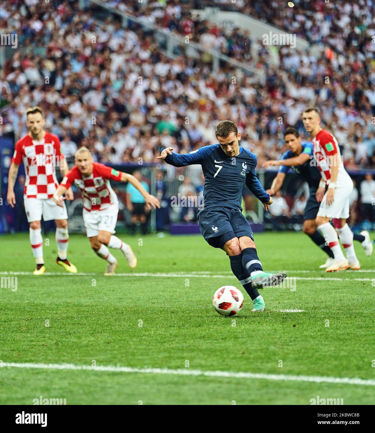 Antoine Griezmann of France scoring to 2-1 in the 39 minute during the ...
