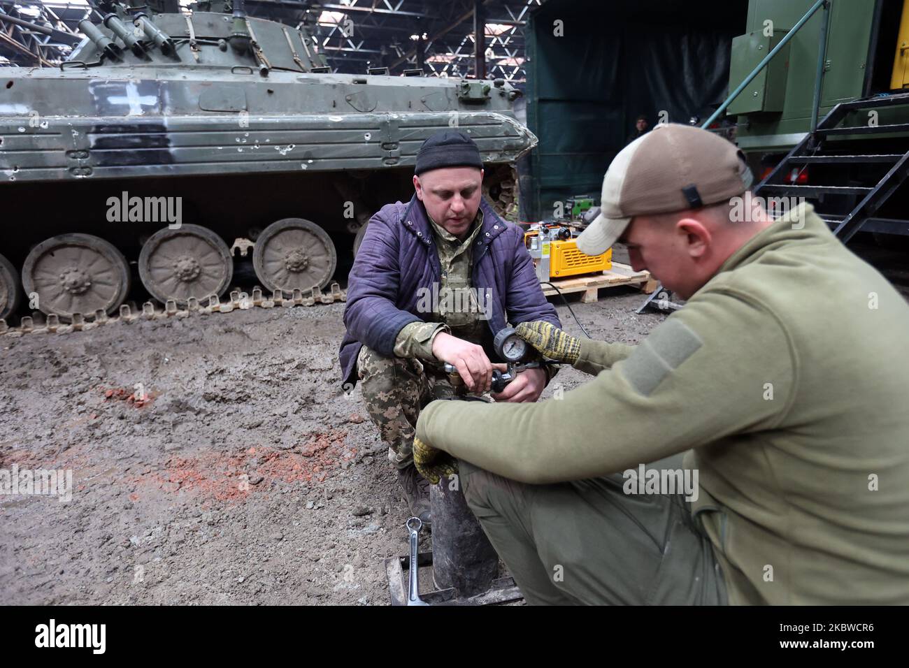 KHARKIV REGION, UKRAINE - NOVEMBER 3, 2022 - A mobile repair base of ...