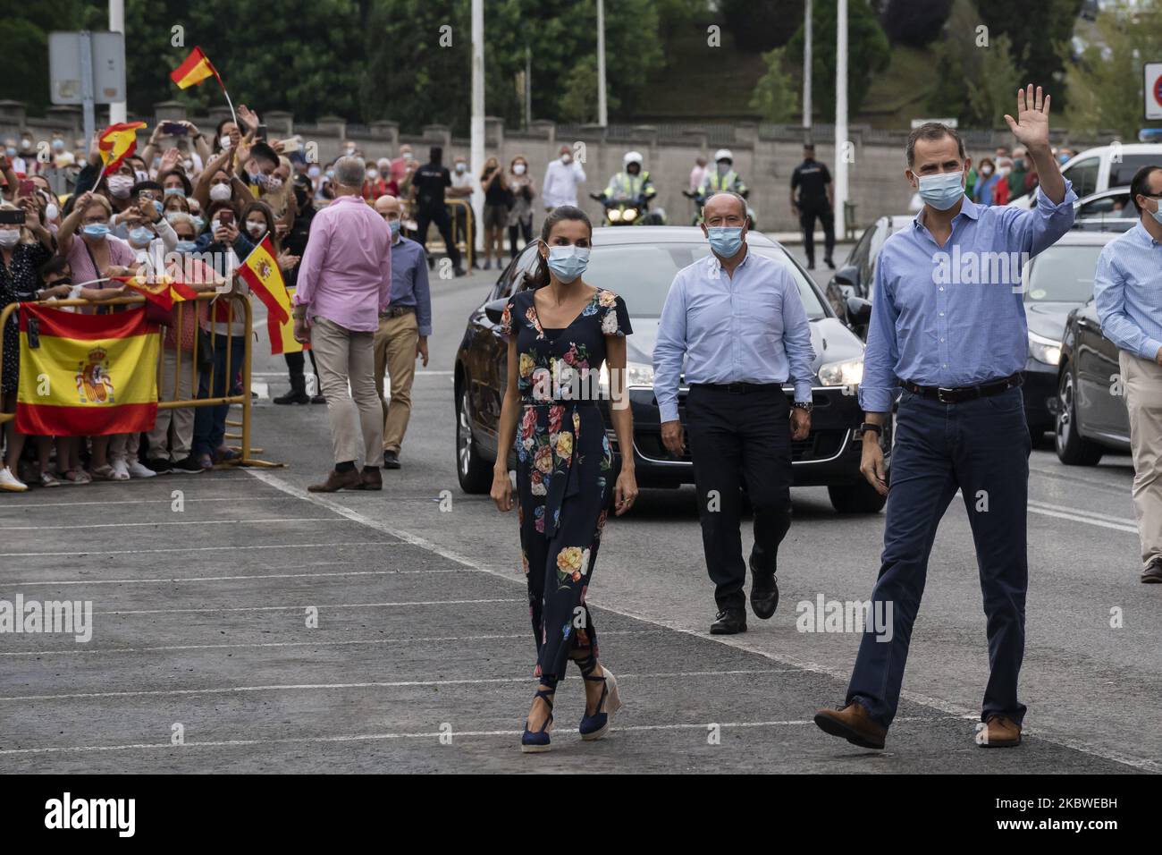 The King of Spain, Felipe VI, greets upon his arrival in the Cantabrian ...