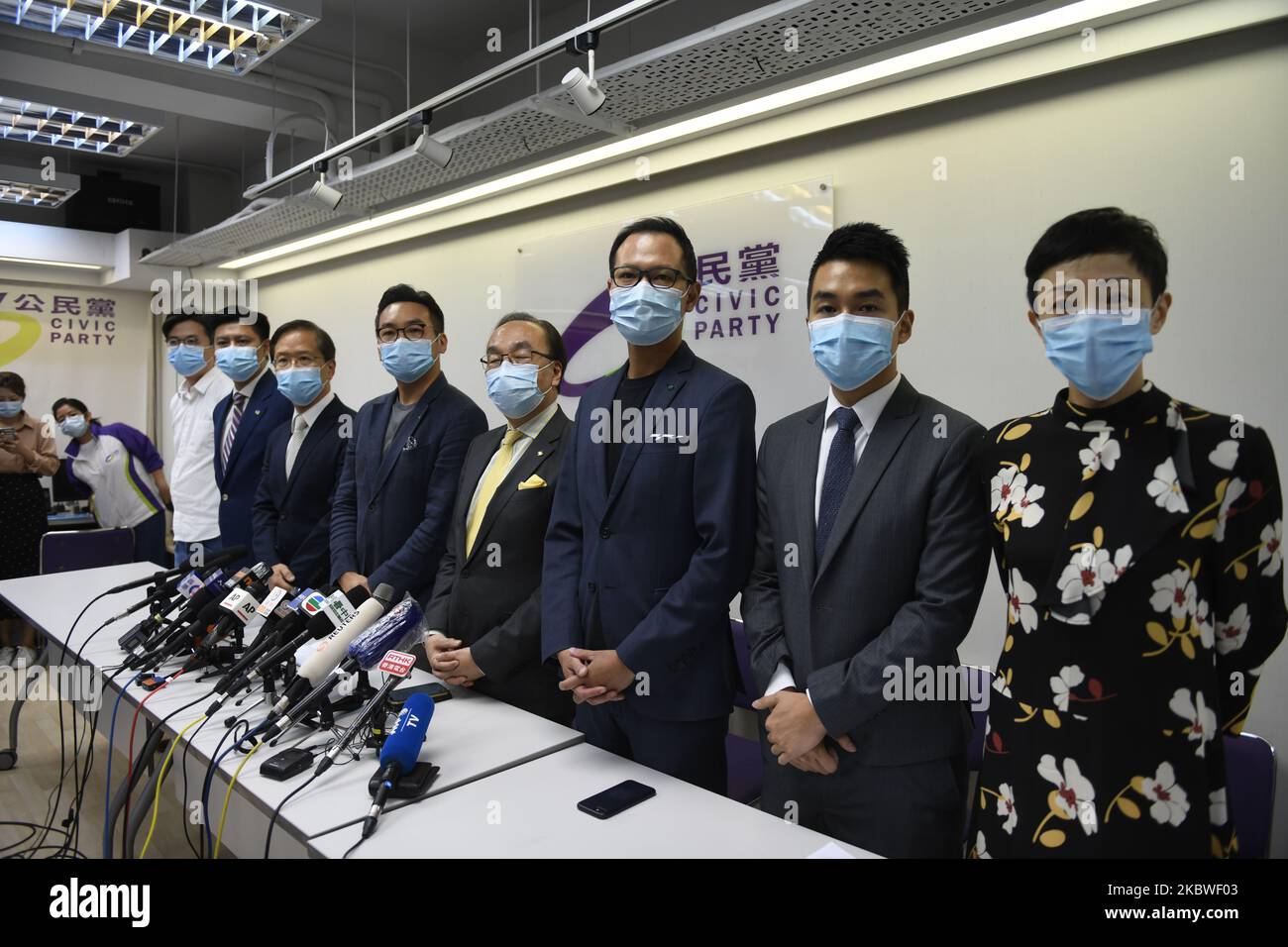 Civic party Dennis Kowk(R-3) and Alvin Yeung (L-4) is seen during a ...