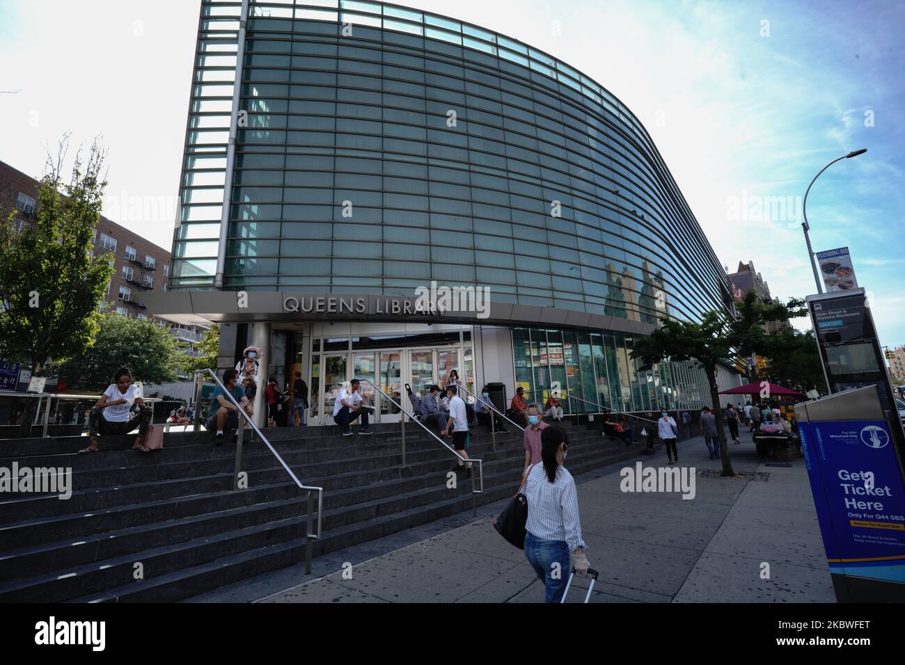 A view of Queens Library in Flushing, Queens as New York City enters ...
