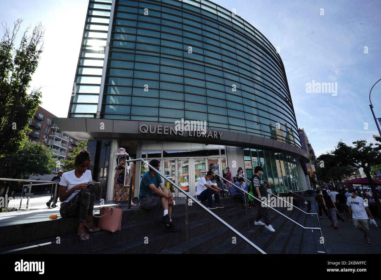 A view of Queens Library in Flushing, Queens as New York City enters ...