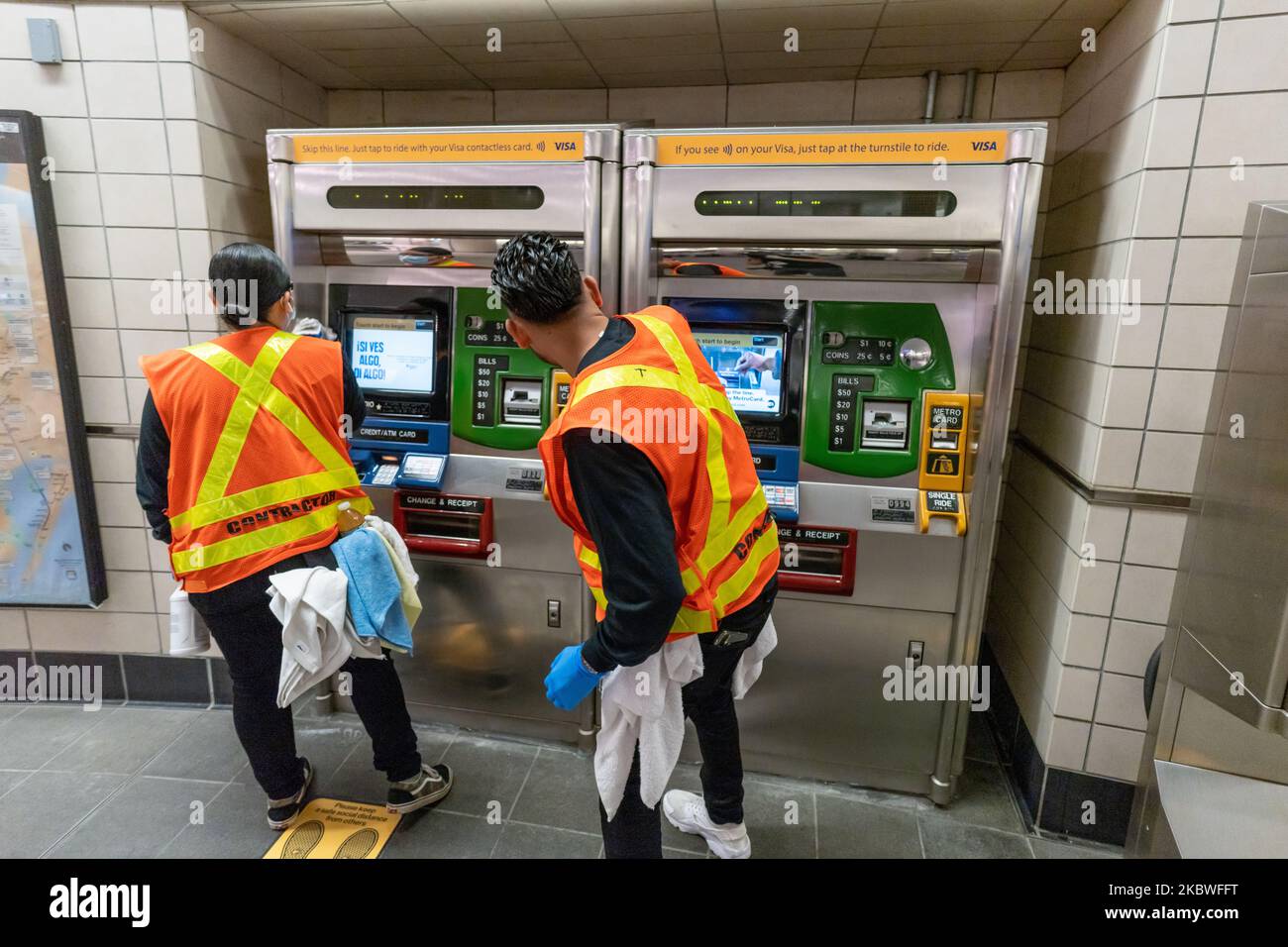 Seen sanitizing mta equipments hi-res stock photography and images - Alamy