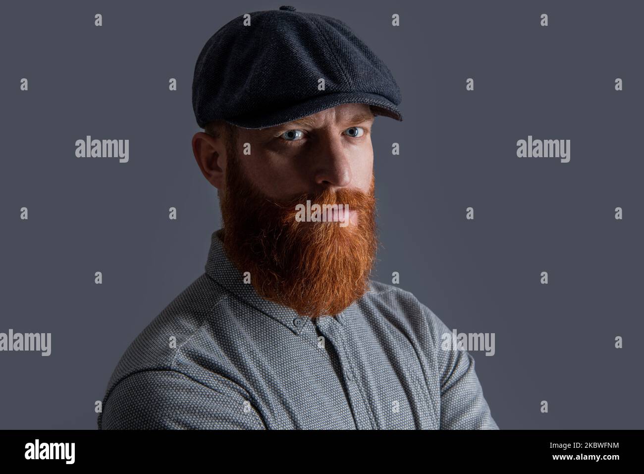 Irish guy with unshaven face. Portrait of bearded guy studio. Handsome ...