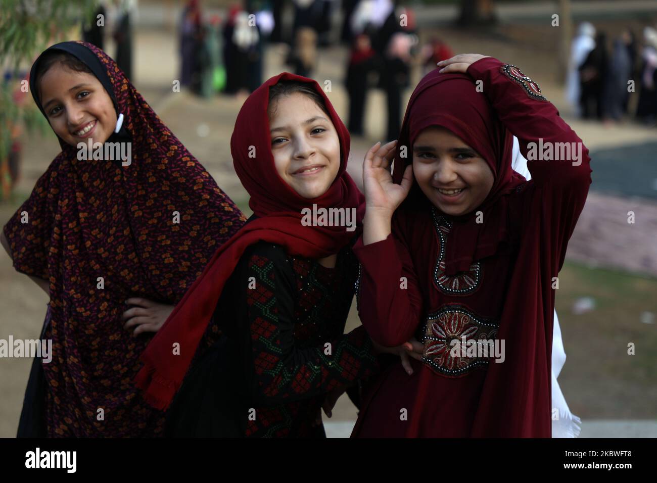 Palestinian Muslims attend the Eid al-Adha morning prayer in Gaza City ...