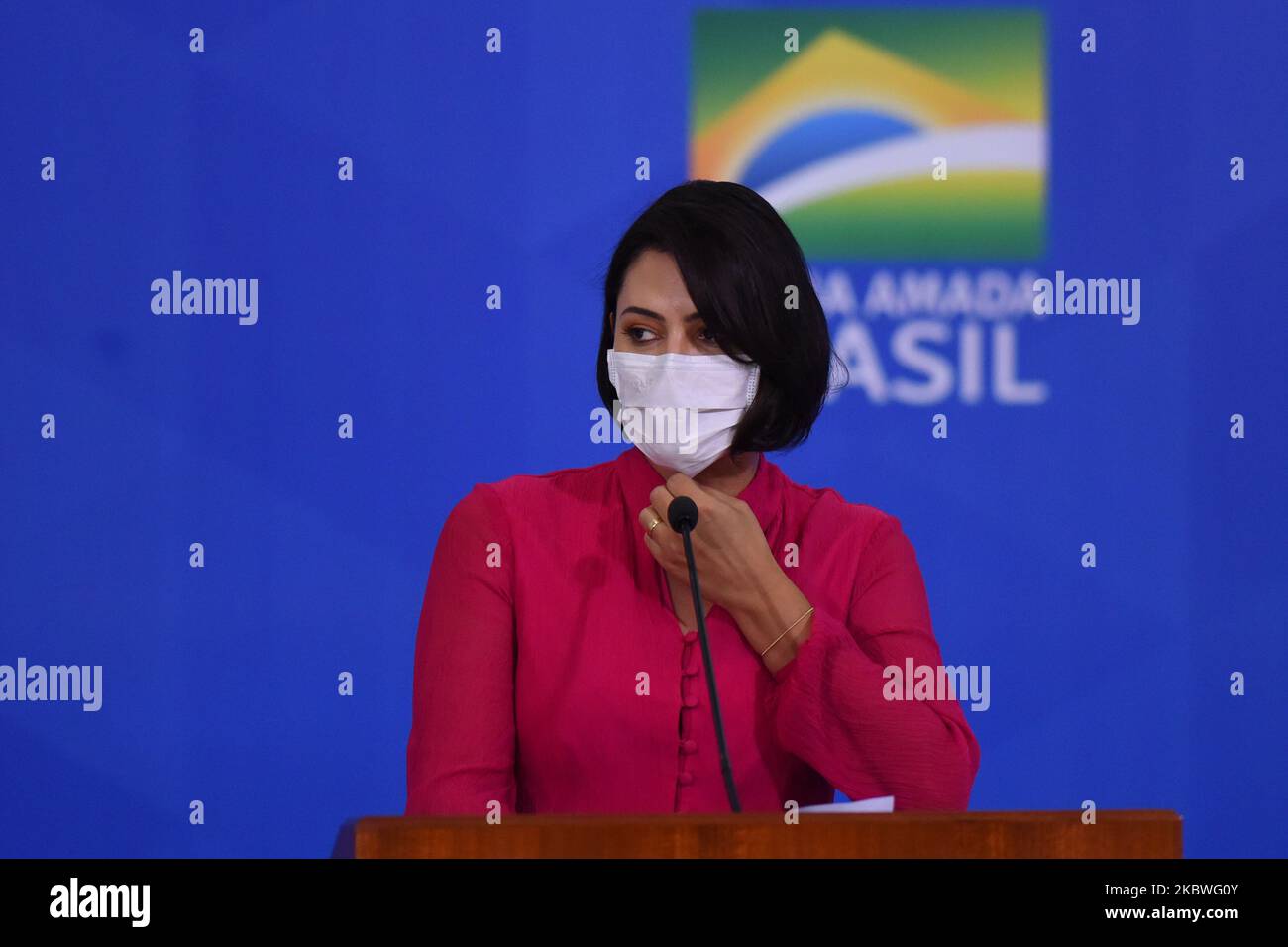 Brazil's first lady Michelle Bolsonaro attends the launching ceremony ...