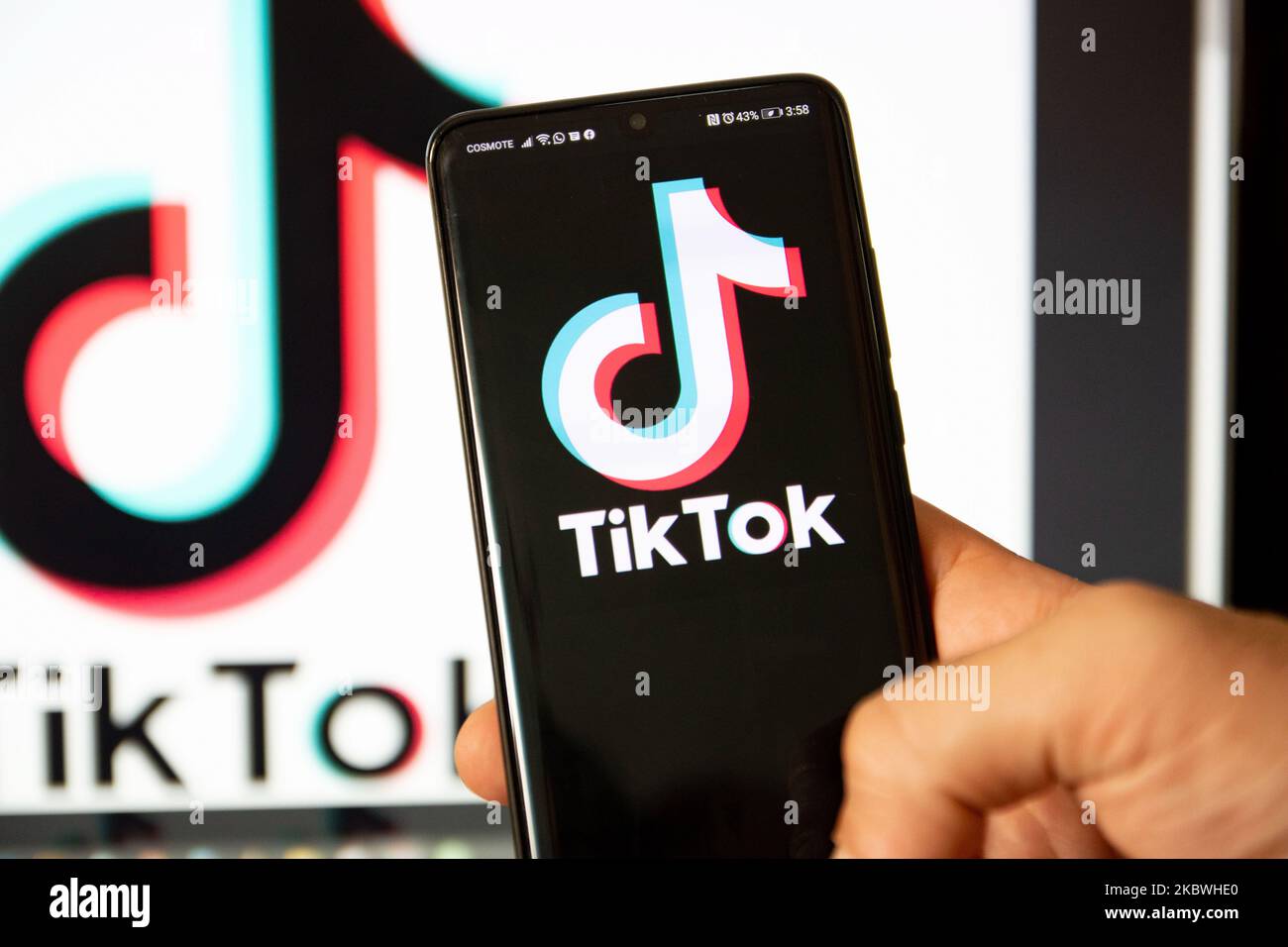 TikTok closeup logo displayed on a phone screen, smartphone and ...